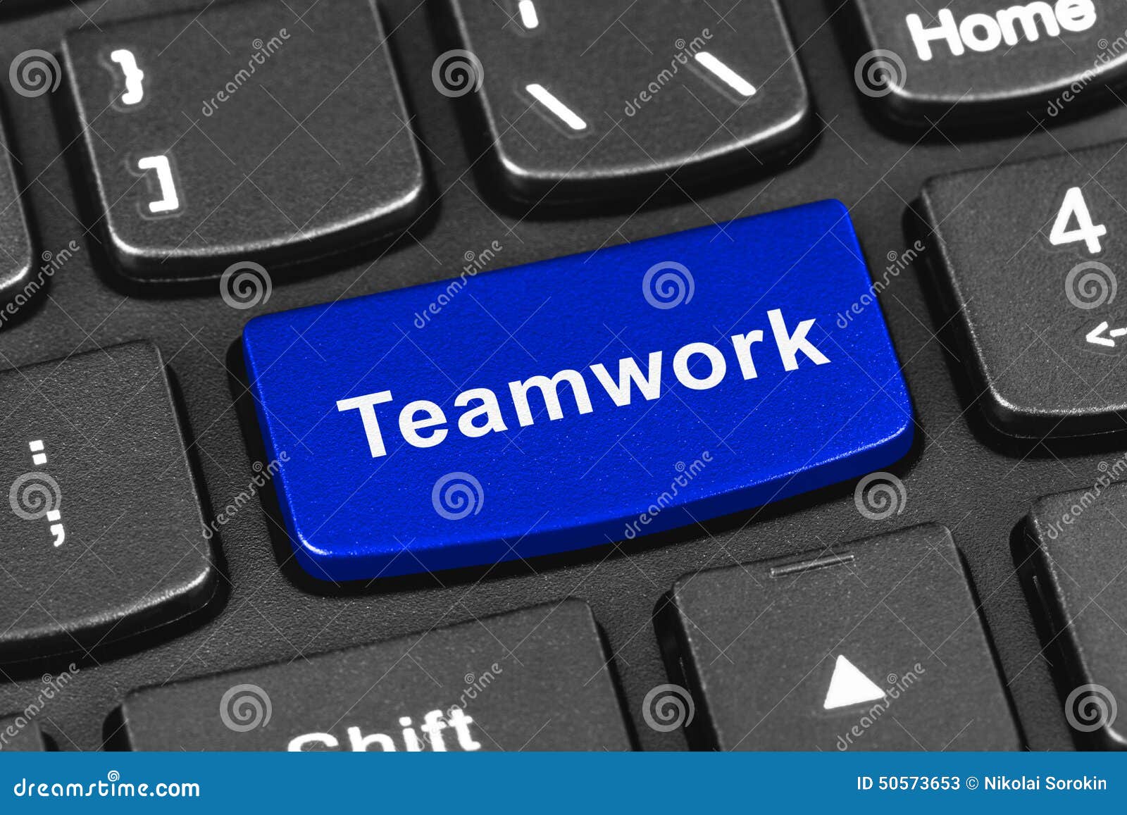 Computer Notebook Keyboard with Teamwork Key Stock Image - Image of ...