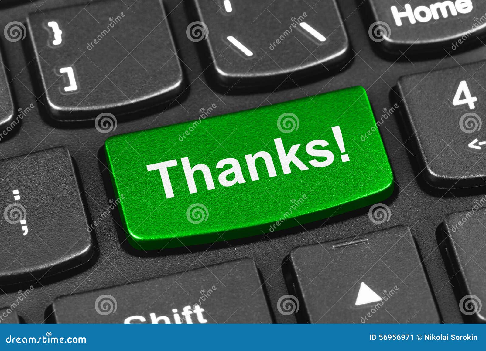 Computer Notebook Keyboard with Thanks Key Stock Image - Image of ...