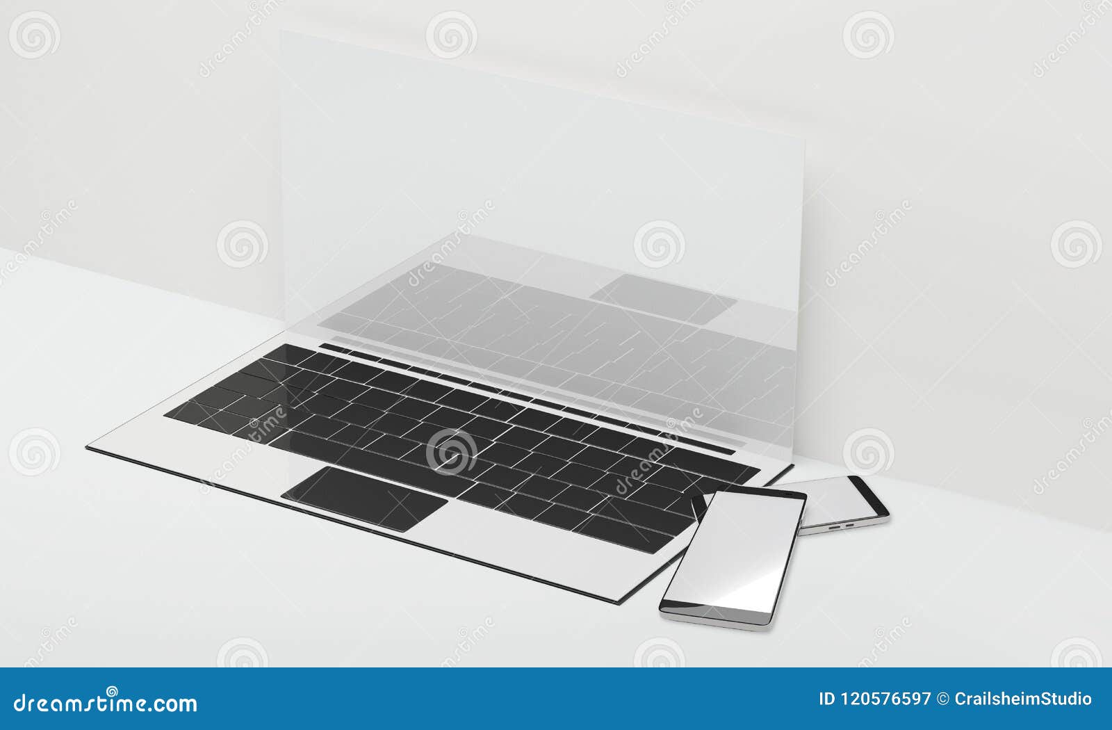 Computer Notebook Laptop Blank Screen 3d-illustration Stock ...