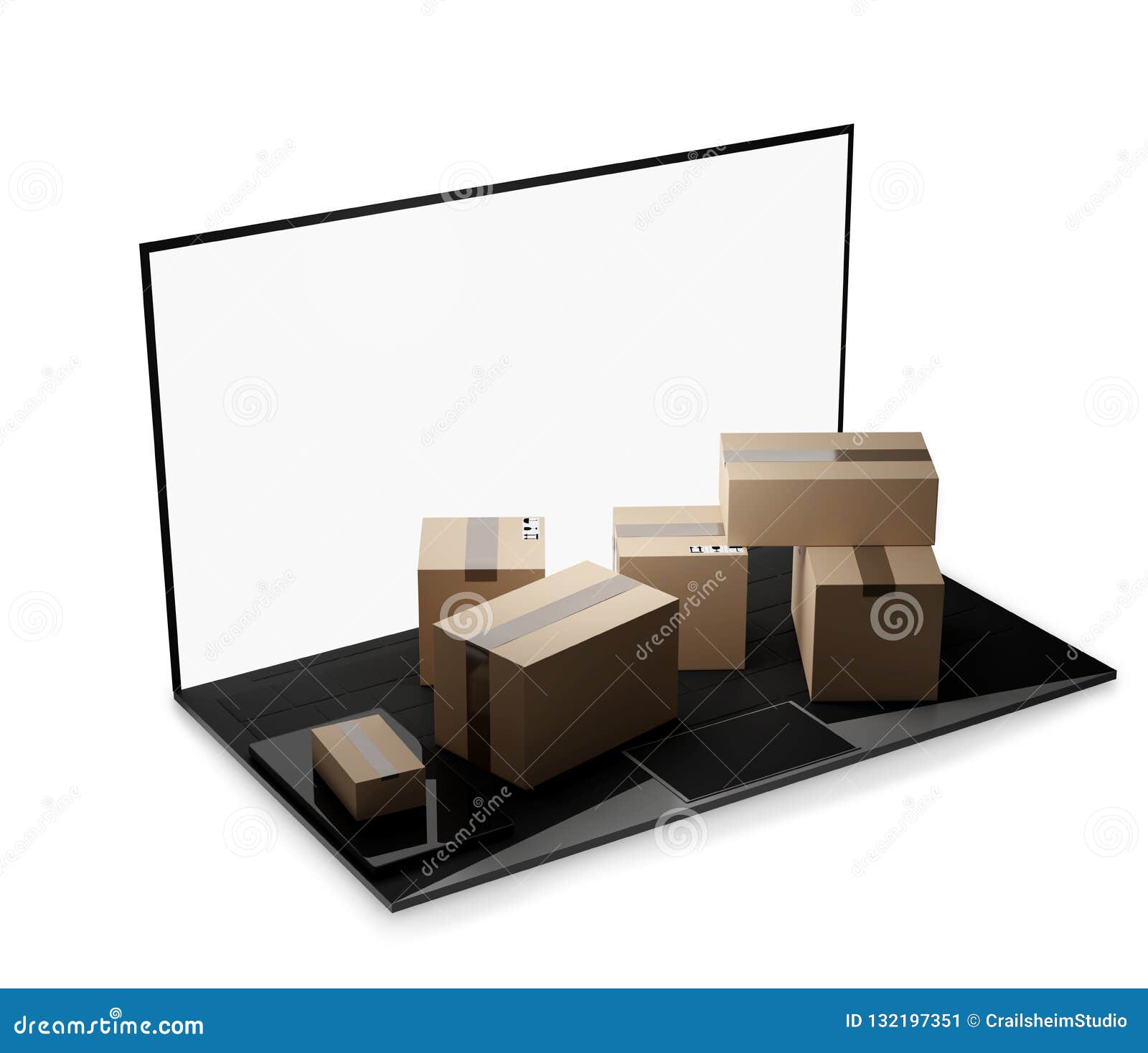 Computer Notebook Laptop Packages Delivery 3d-illustration Stock ...