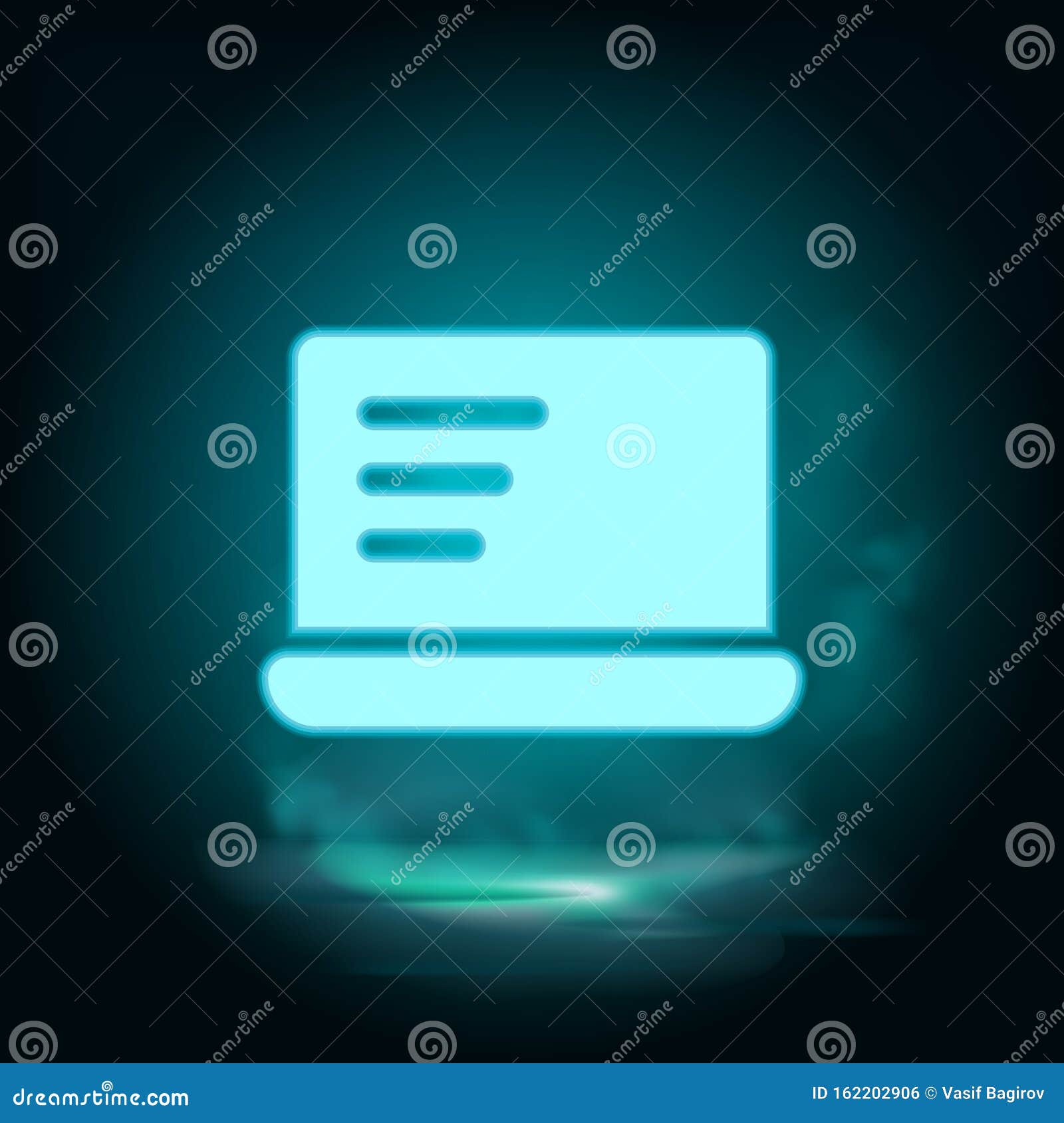 Computer, Notebook Neon Icon - Vector. Blue Neon Illustration. Computer ...