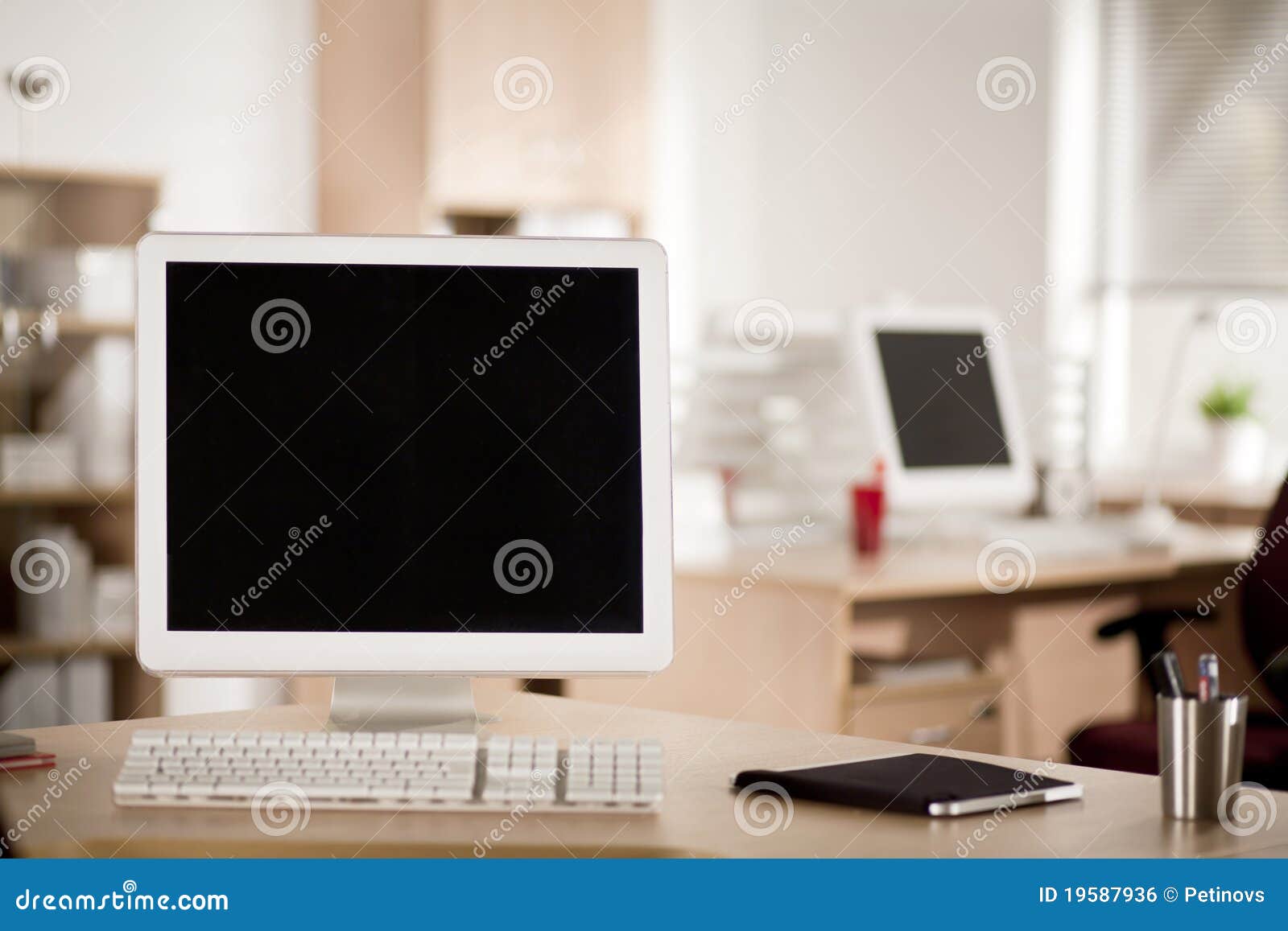 Computer and Notebook on the Working Place Stock Photo - Image of ...