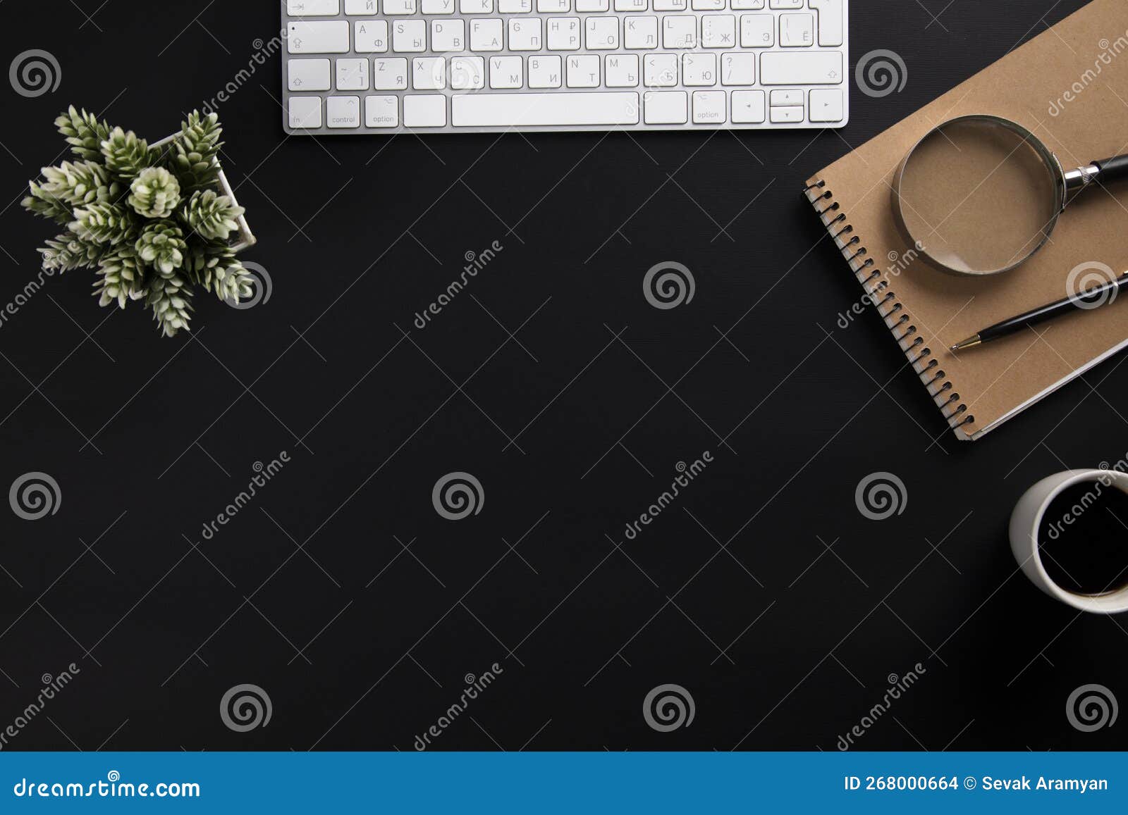 Computer with Notepad and Coffee on Office Table Stock Photo - Image of ...