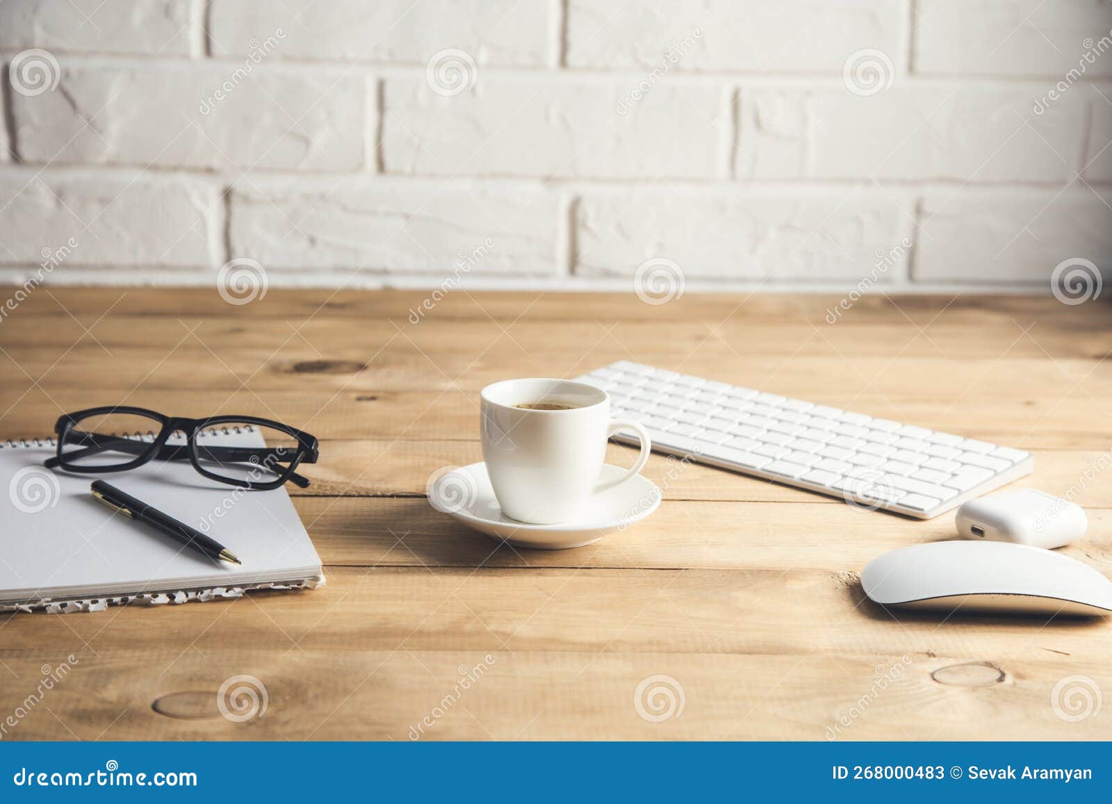 Computer with Notepad and Coffee Stock Image - Image of paper, modern ...