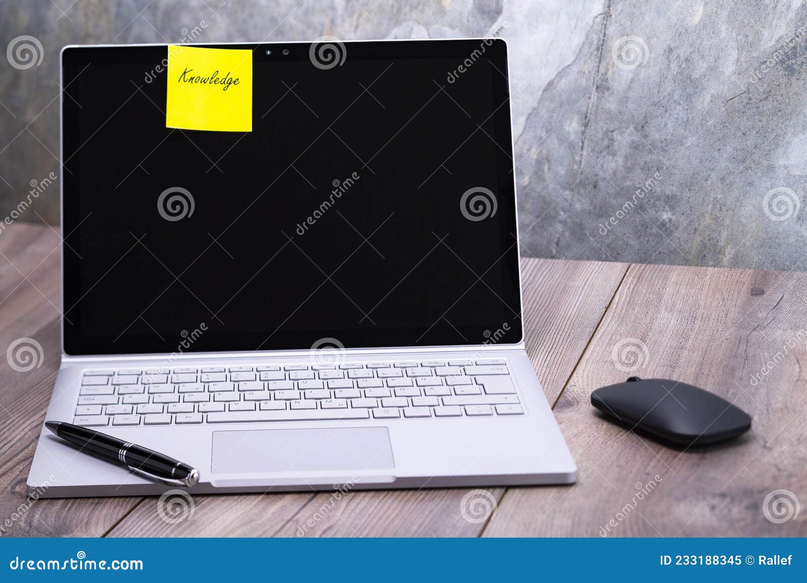 Computer with Notice Label Knowledge Stock Image - Image of knowledge ...