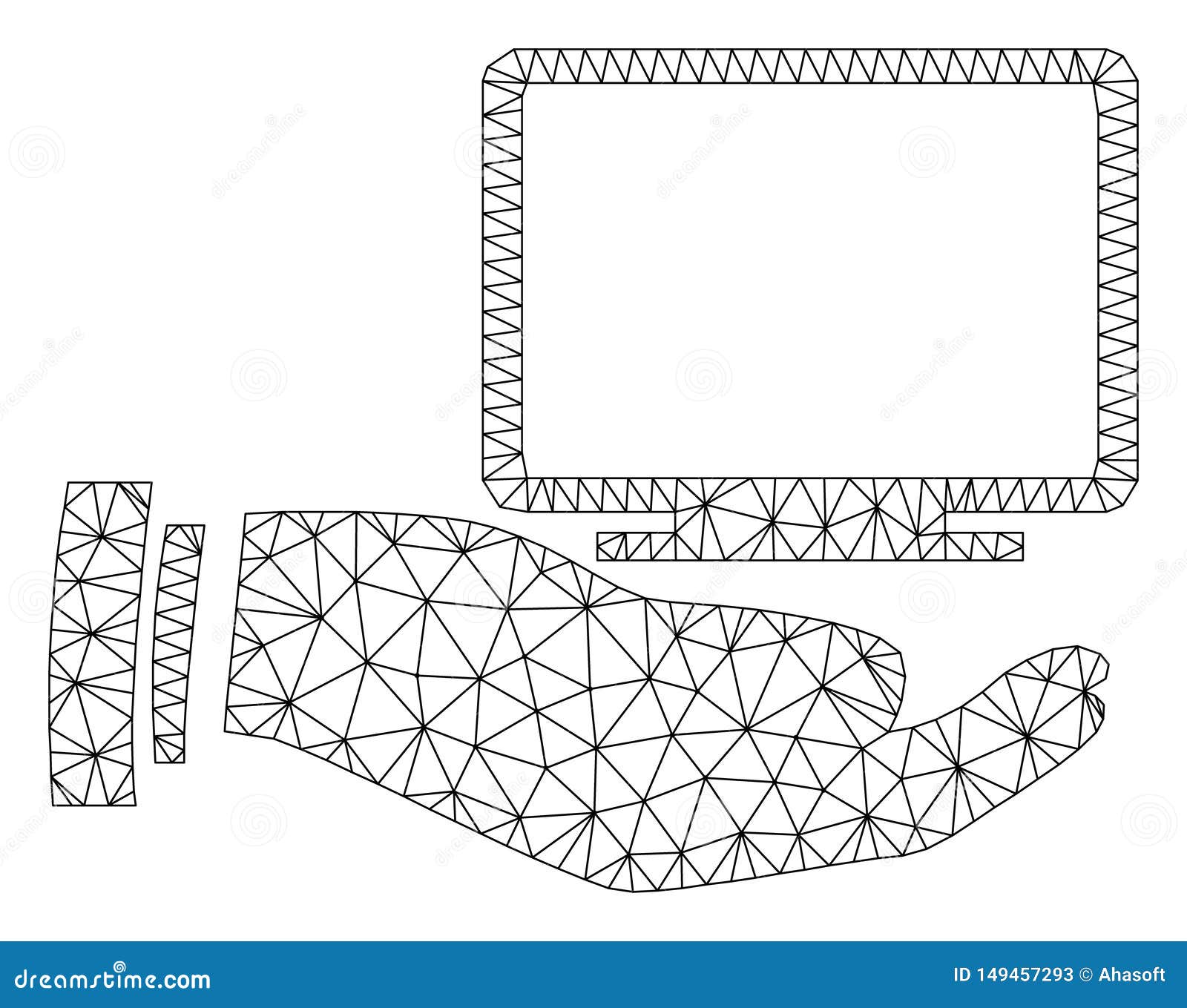 Computer Offer Hand Polygonal Frame Vector Mesh Illustration Stock ...