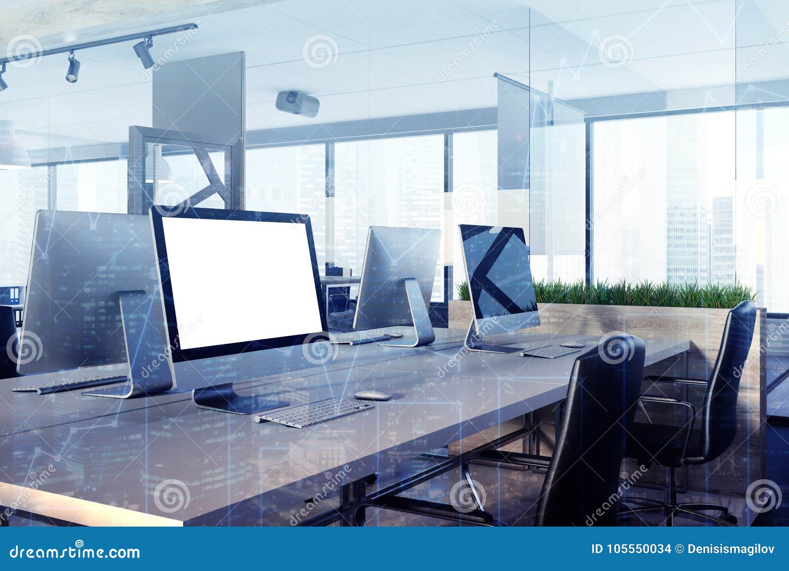 Computer on an Office Desk Toned Stock Illustration - Illustration of ...