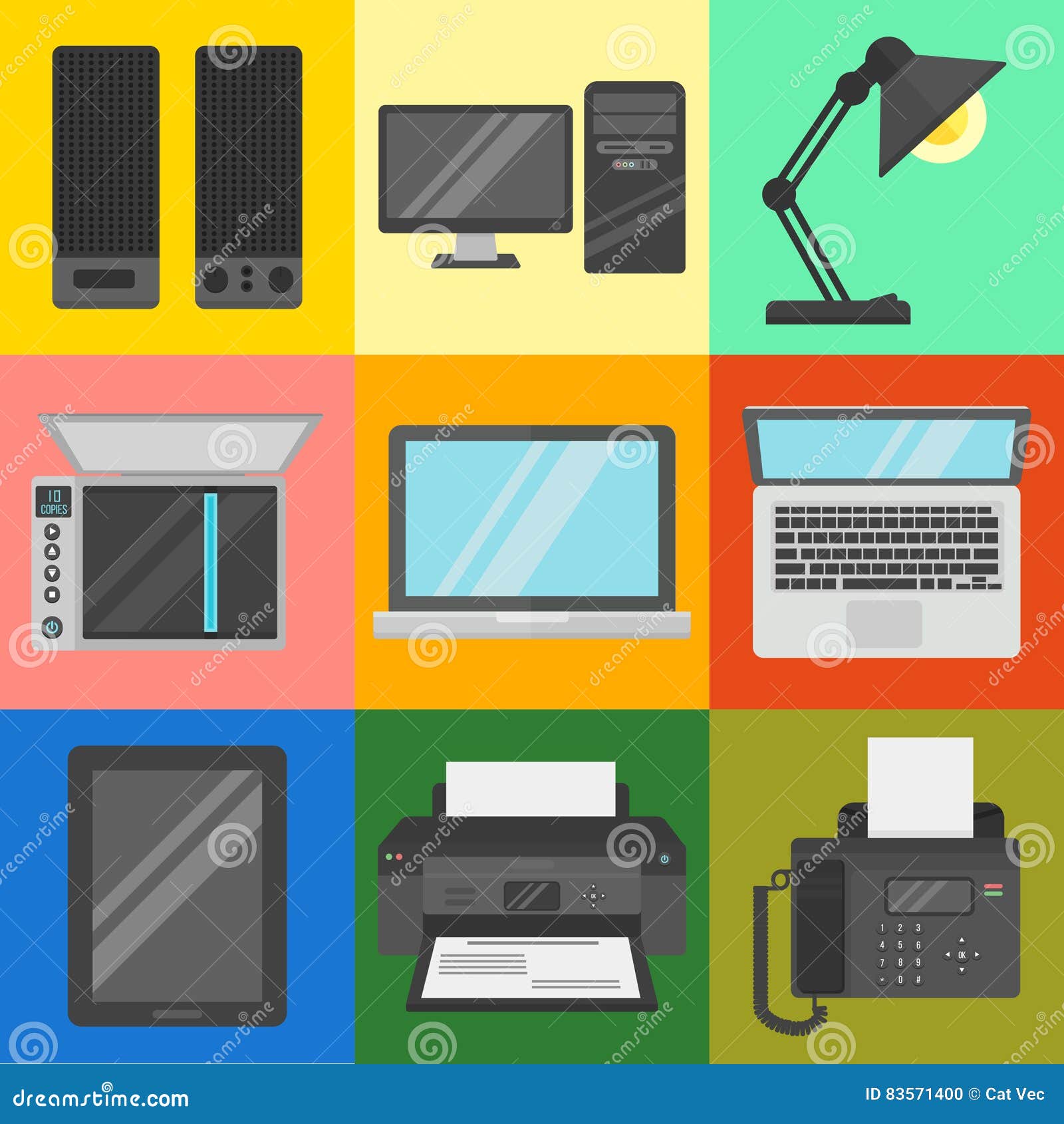 Computer Office Equipment Vector Stock Vector - Illustration of device ...