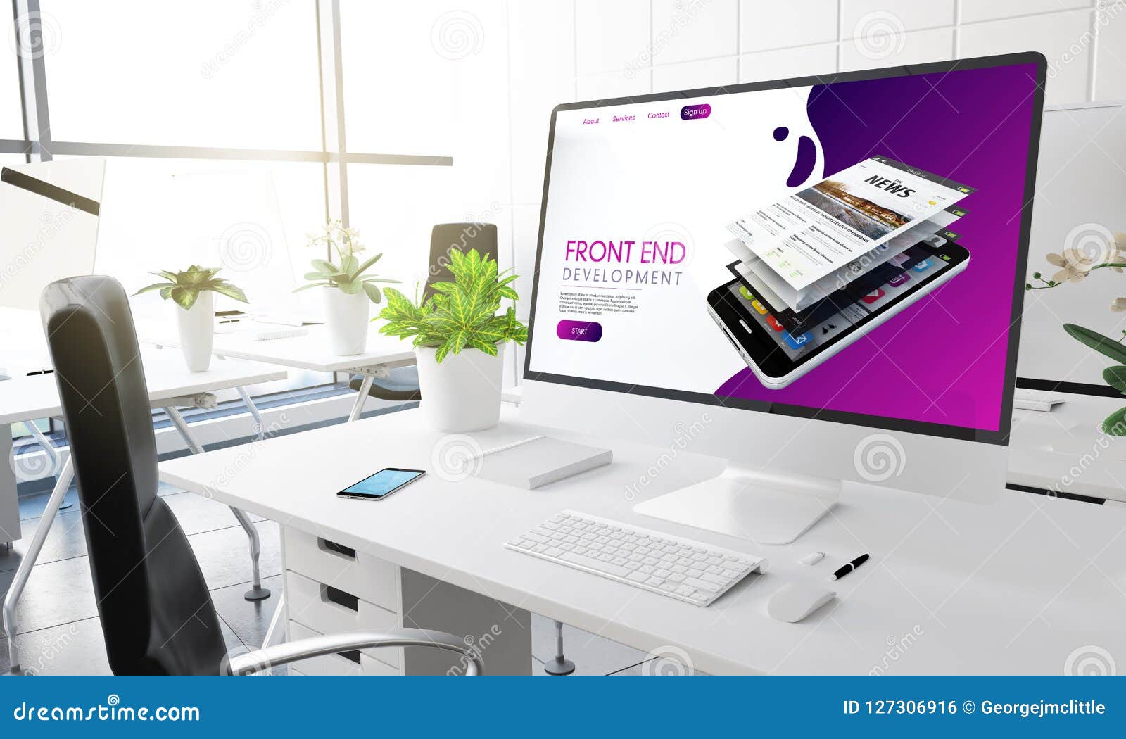 Computer Office Front End Website Stock Photo - Image of front ...