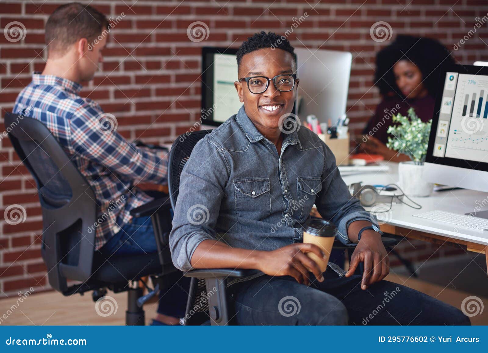 Computer, Office Portrait and Black Man at Startup Tech Company for ...