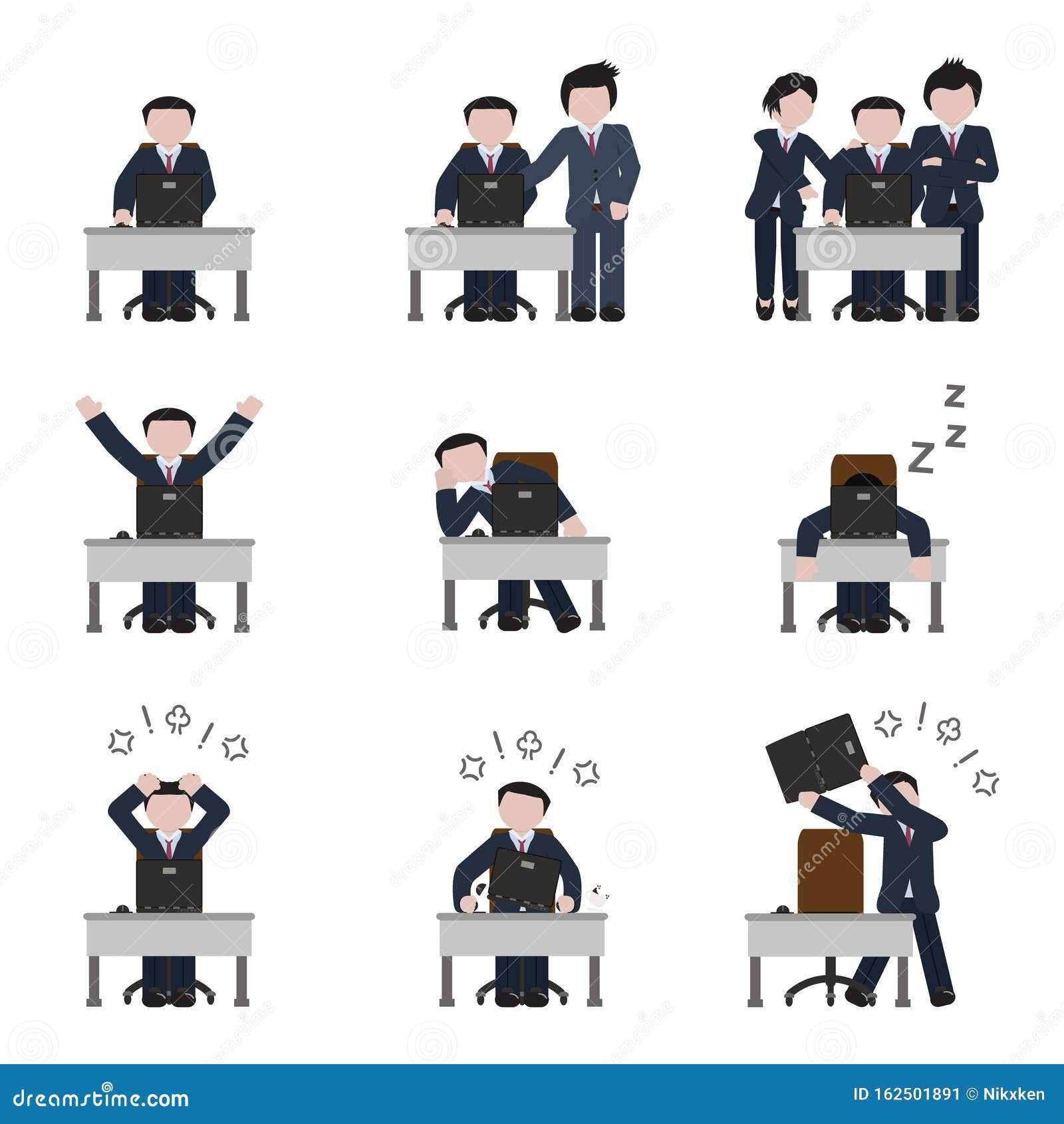 Computer and Office Work Icon Set. Vector Stock Vector - Illustration ...