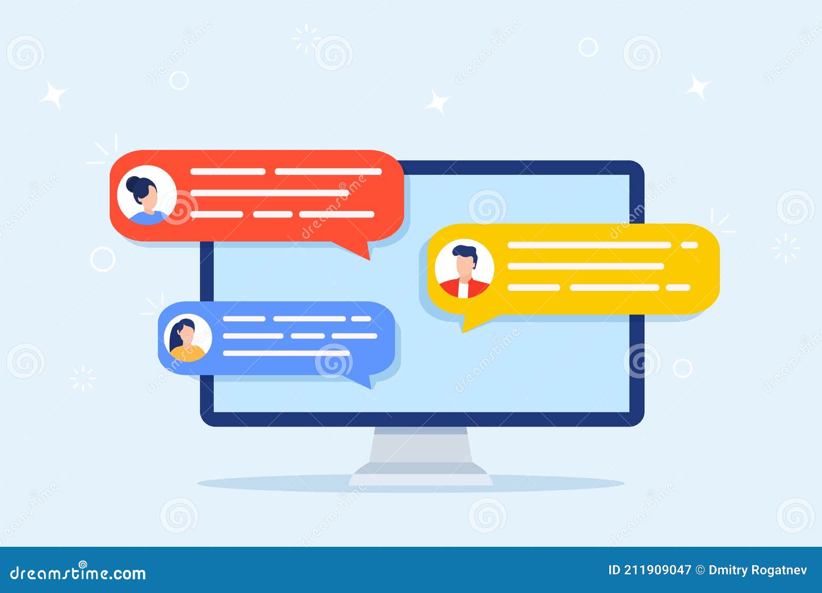 Computer Online Chat Notices Stock Vector - Illustration of electronic ...