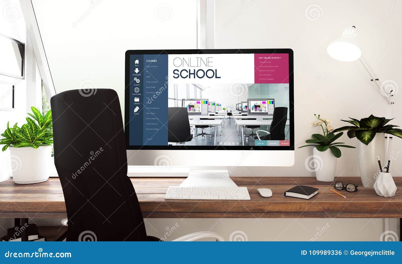 Computer Online School Window Stock Photo - Image of education ...