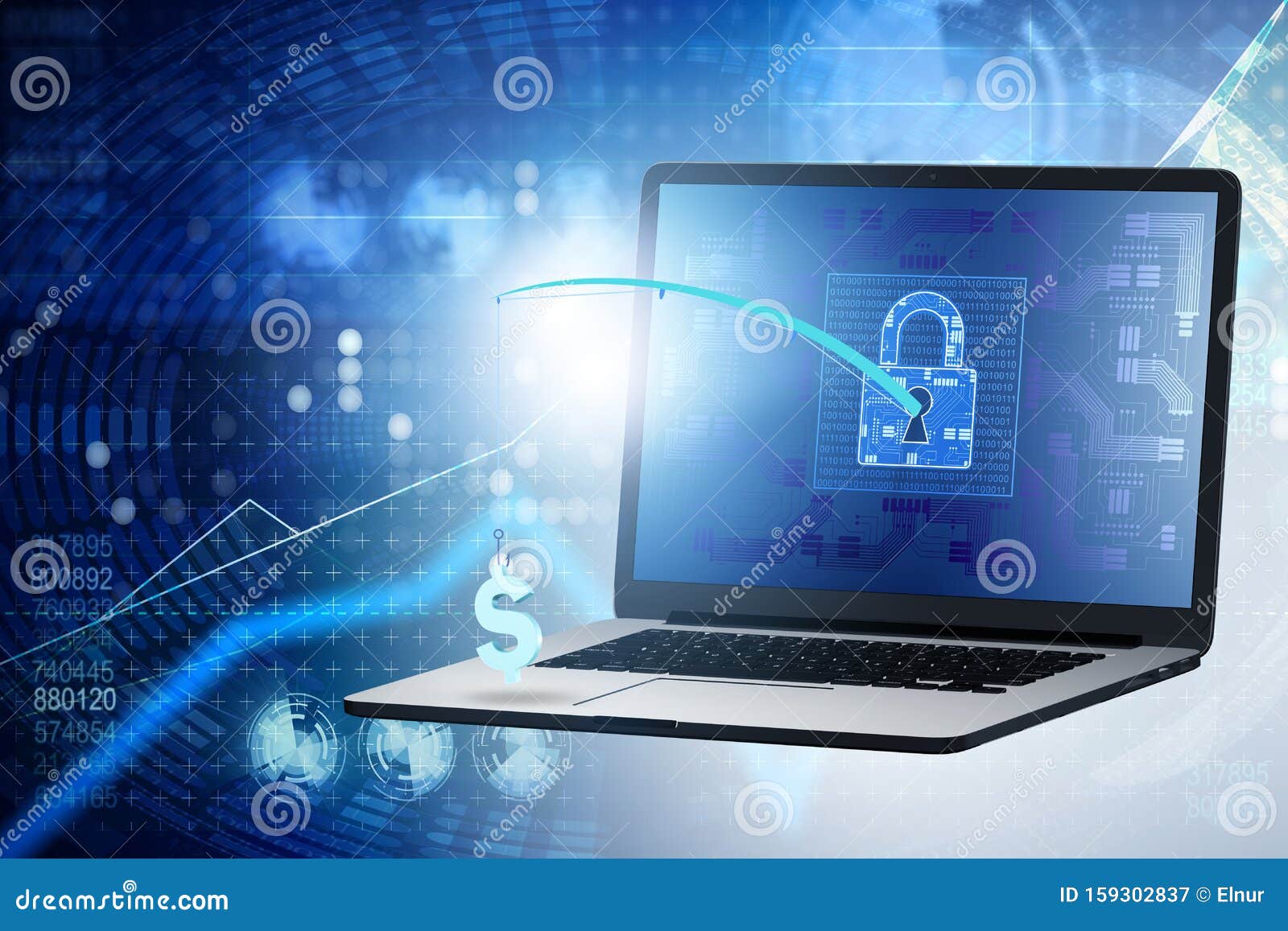 Computer and Online Security Concept Stock Image - Image of network ...