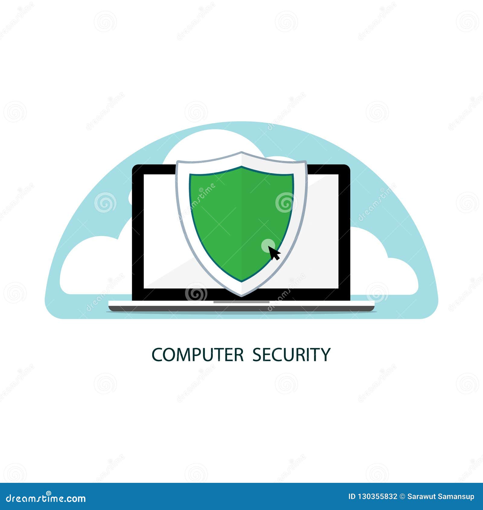 Computer Online Security Green Shield Vector Stock Vector ...