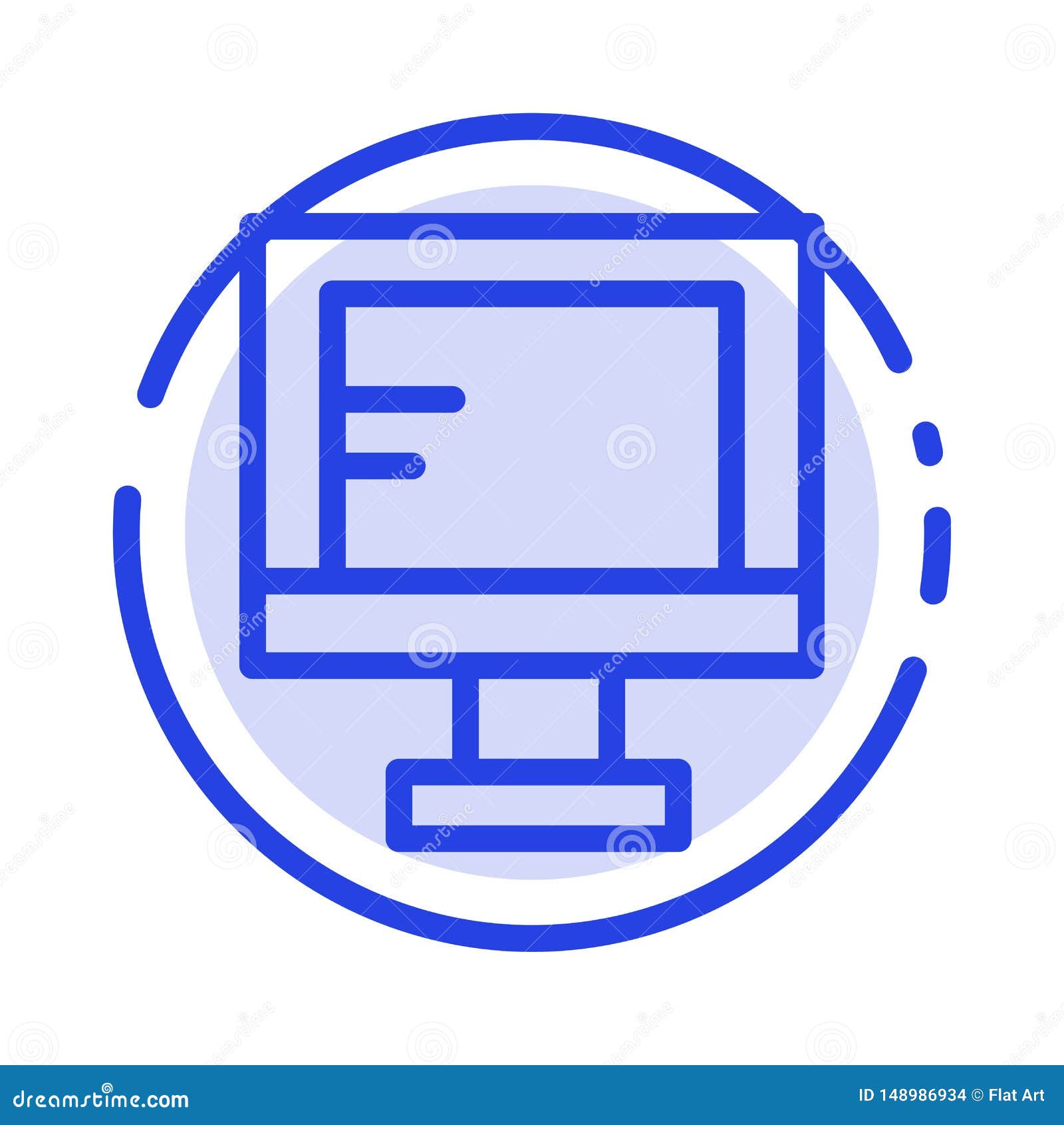 Computer, Online, Study, School Blue Dotted Line Line Icon Stock Vector ...