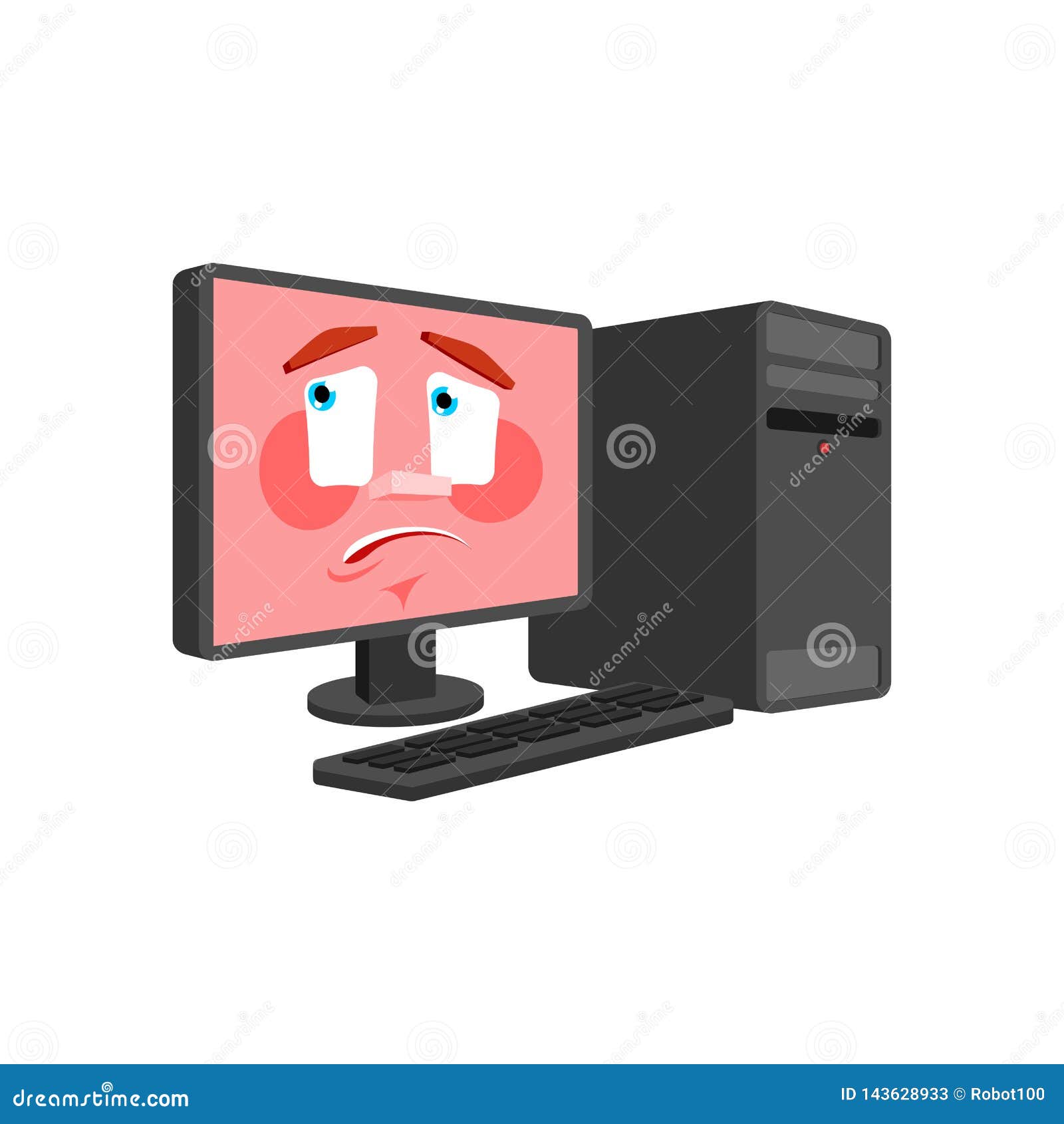 Computer Oops Emotion Isolated. PC Confused. Data Processor Perplexed ...