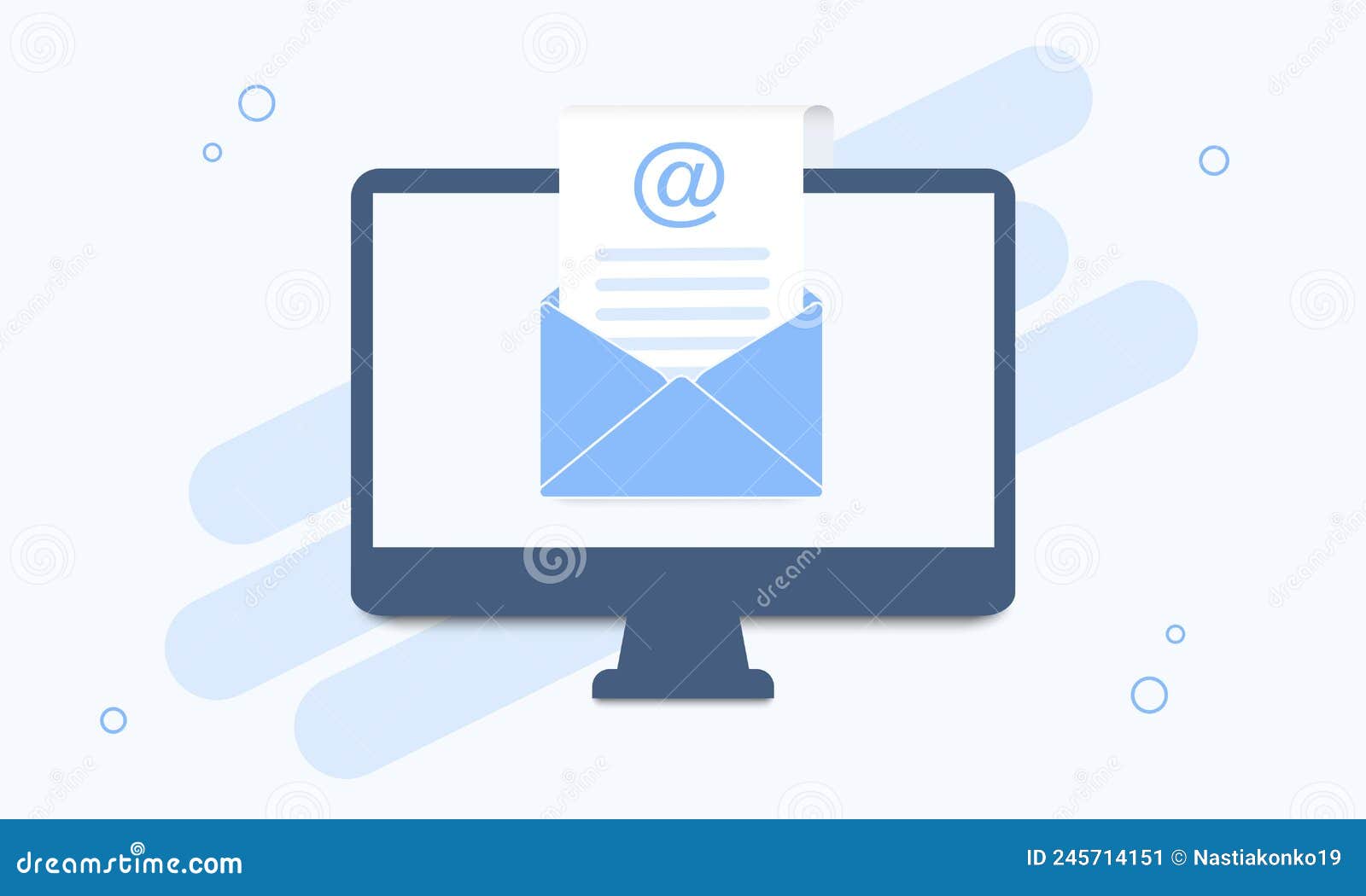 Computer with Open Envelope and Document on Screen. Mail Service. Email ...