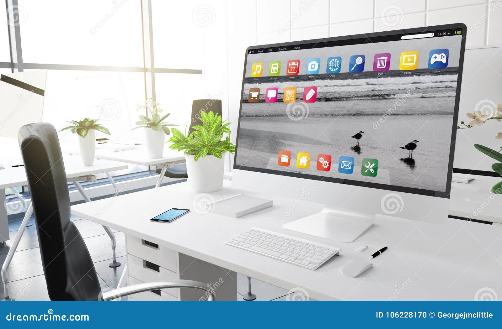 Computer Office Operating System Stock Illustration - Illustration of ...