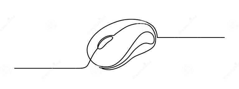 Computer Optical Mouse Tool One Line Art,hand Drawn Input Office Device ...