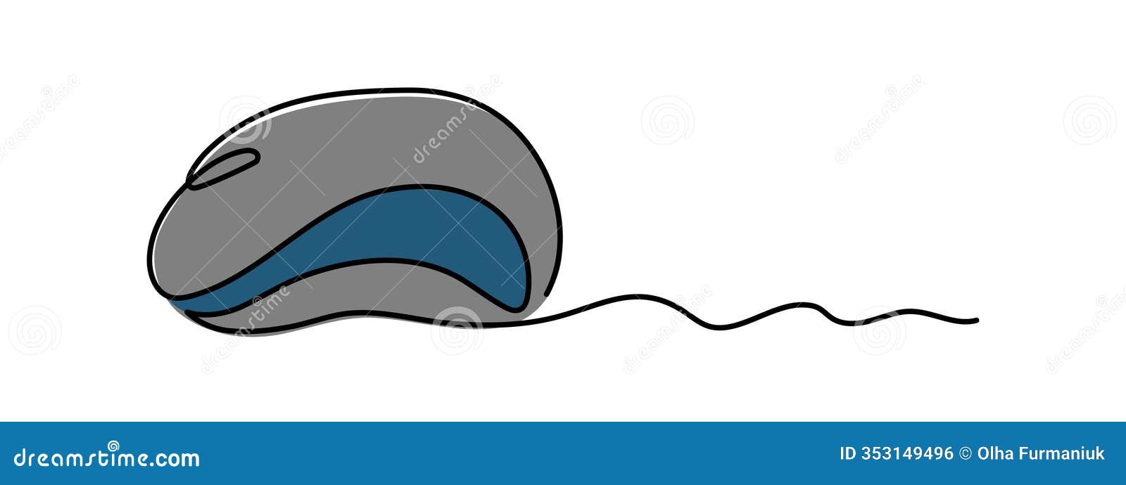 Computer Optical Mouse Tool One Line Art,hand Drawn Input Office Device ...