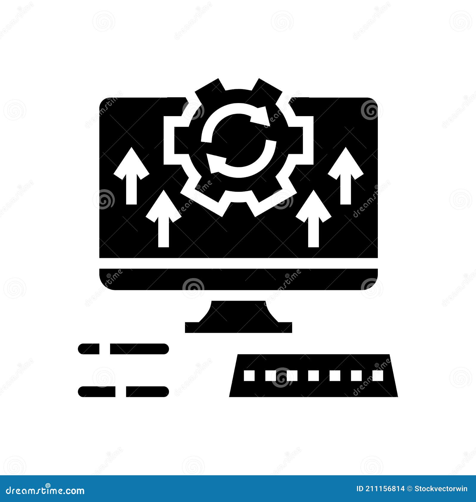 Computer Optimize Glyph Icon Vector Illustration Stock Vector ...