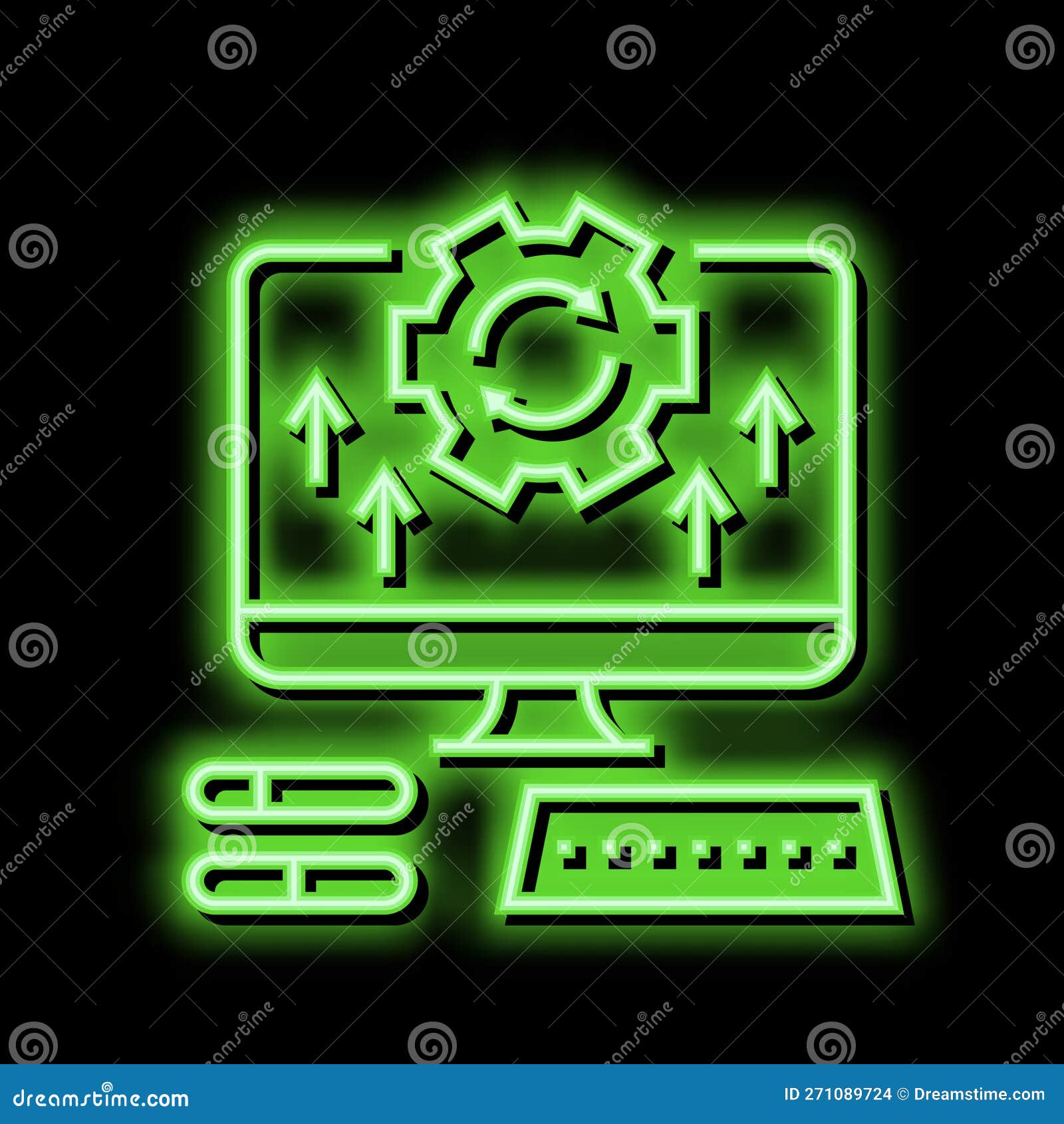 Computer Optimize Neon Glow Icon Illustration Stock Vector - Illustration of effective, linear ...