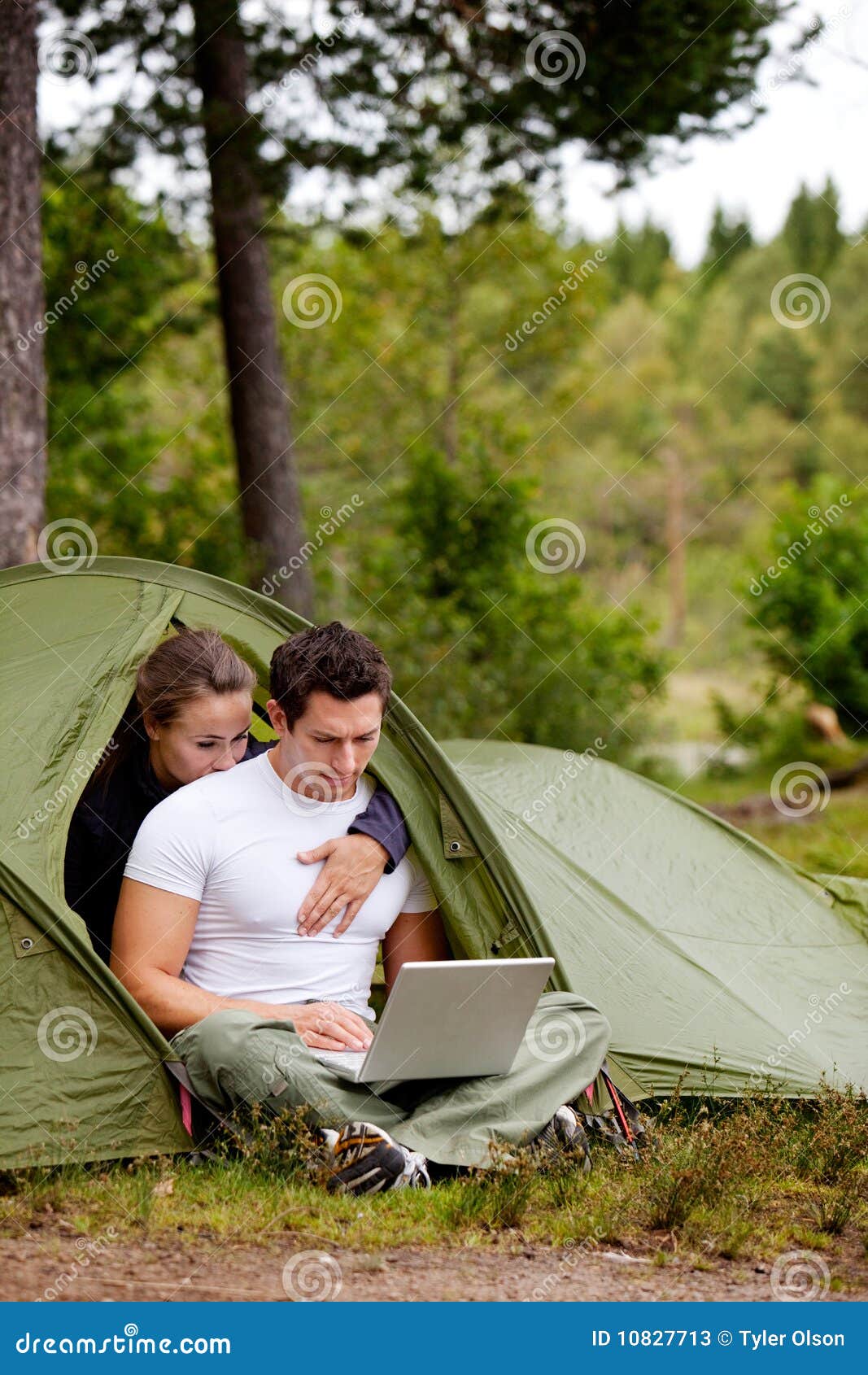 Computer Outdoor Tent stock image. Image of happy, laugh - 10827713