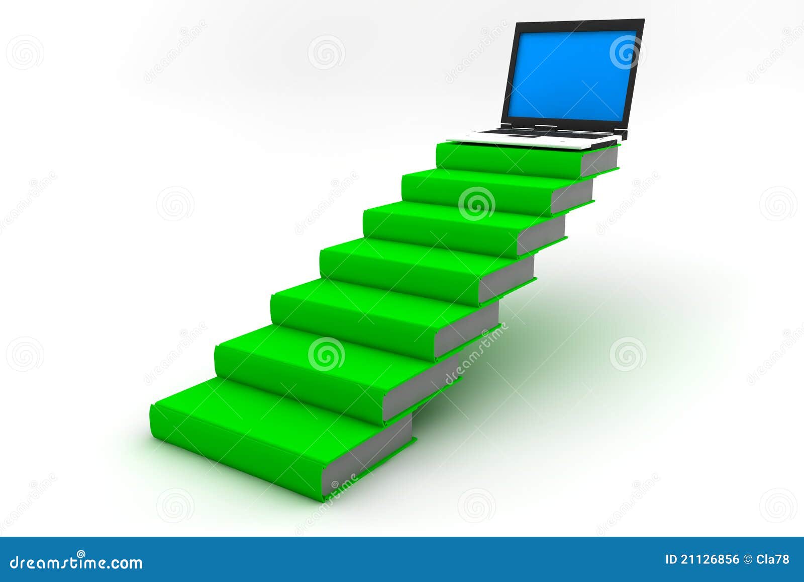 Computer over books stock illustration. Illustration of collection ...