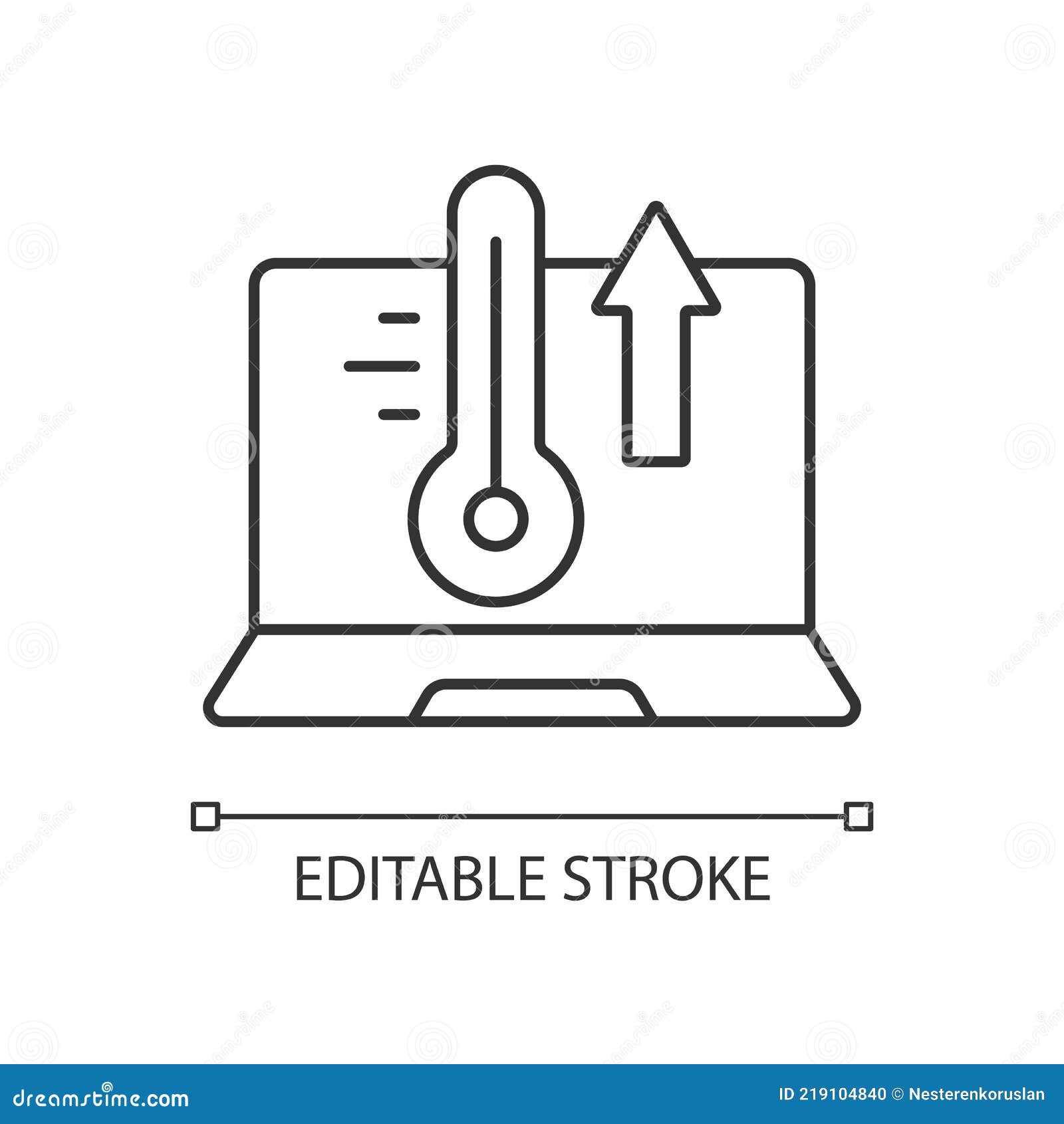 Computer Overheat Linear Icon Stock Vector - Illustration of processing ...