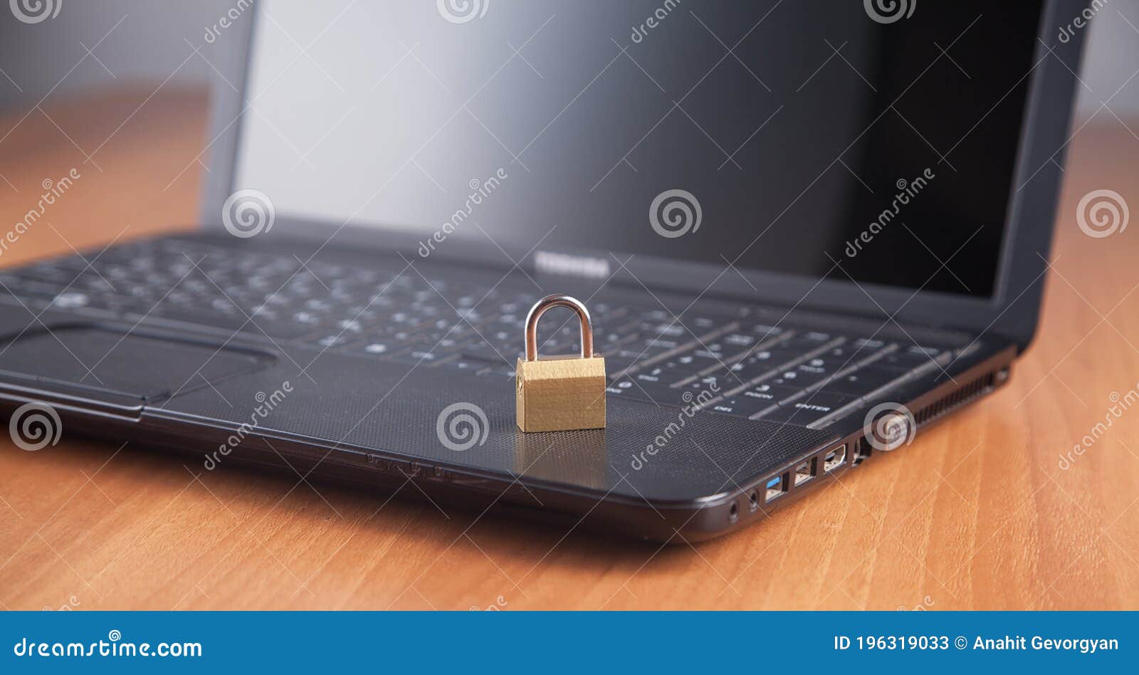 Computer and Padlock. Concept of Computer Security Stock Image - Image ...