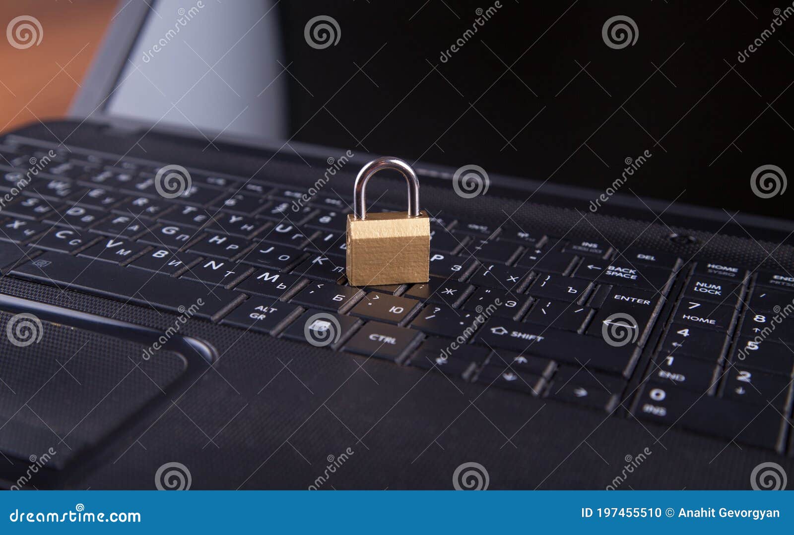 Computer and Padlock. Concept of Computer Security Stock Photo - Image ...