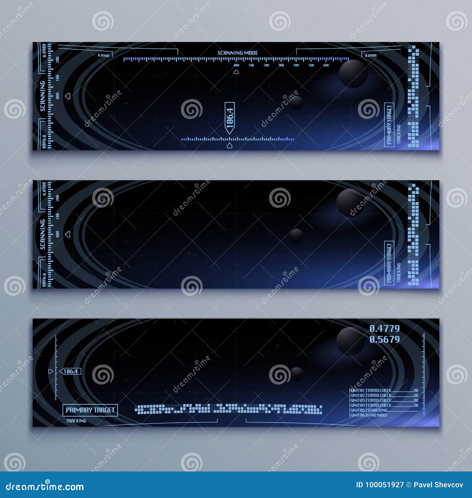 Computer panel banners stock vector. Illustration of futuristic - 100051927