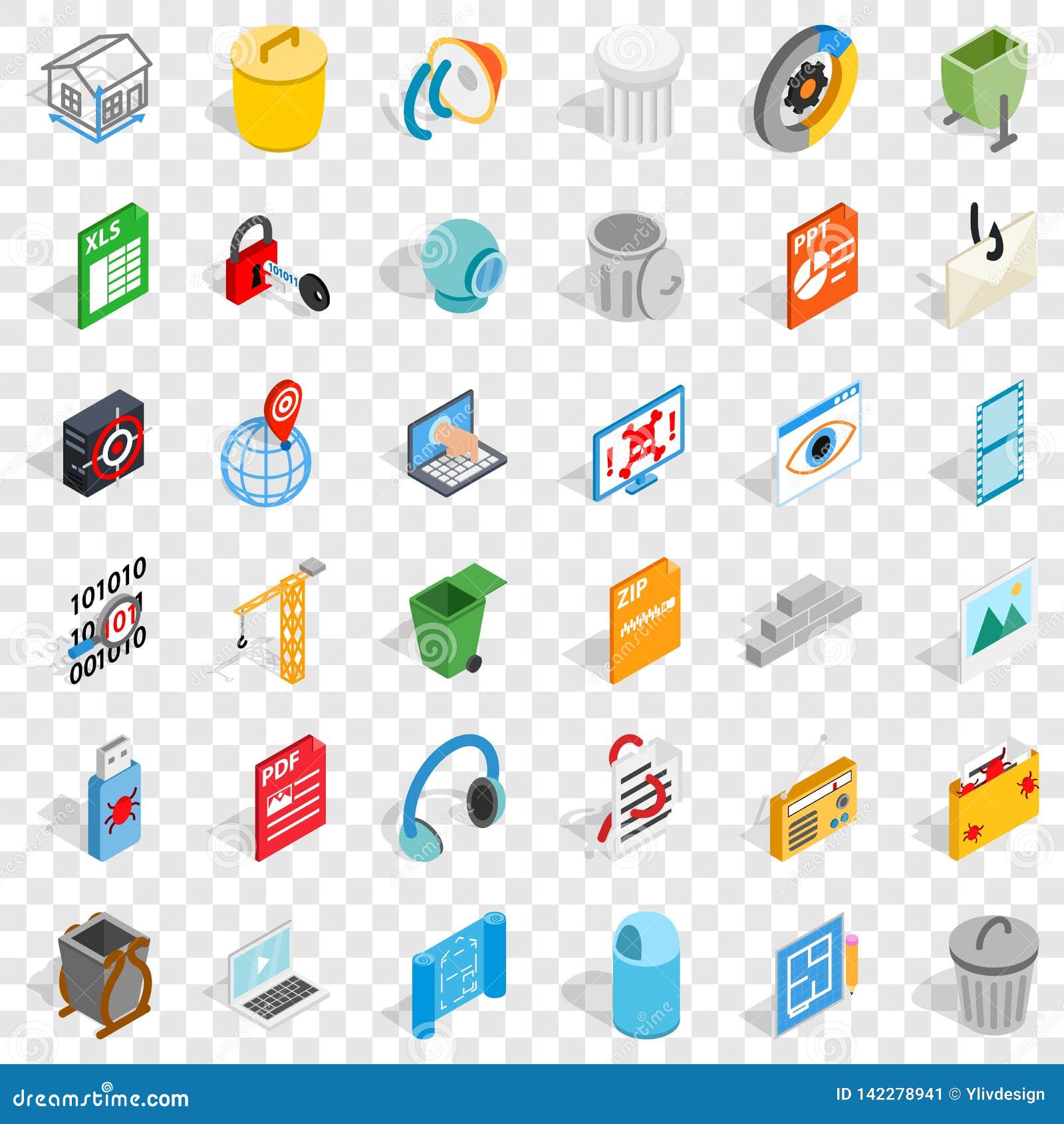 Computer Part Icons Set, Isometric Style Stock Vector - Illustration of ...