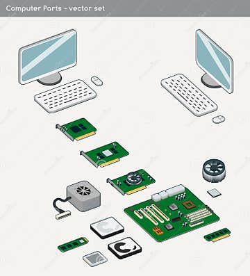 Computer parts - Vector stock vector. Illustration of illustrator ...
