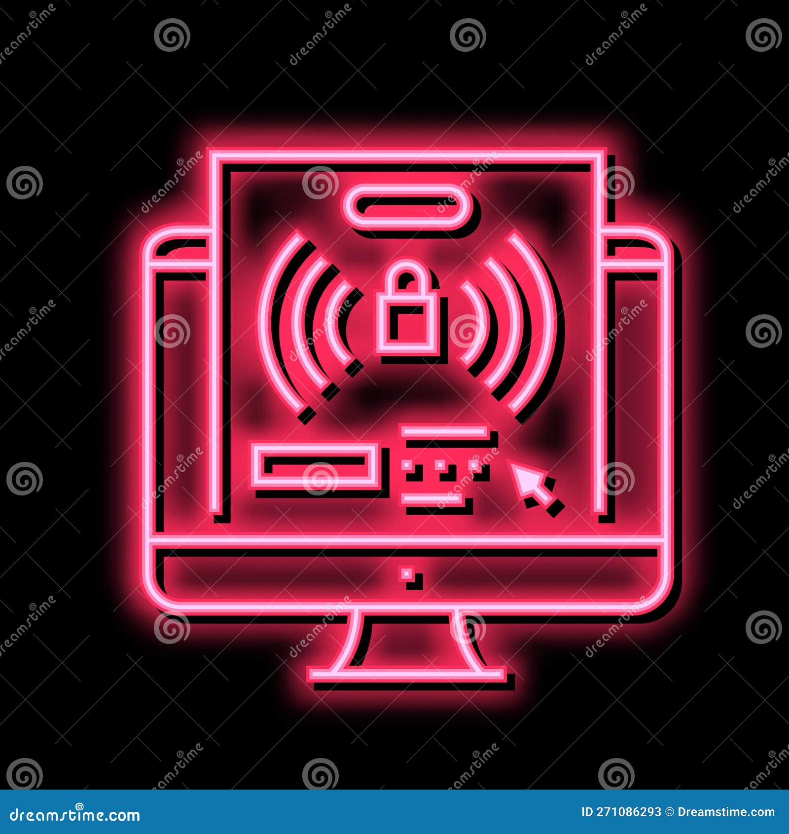 Computer Password Hacking Neon Glow Icon Illustration Stock Vector ...