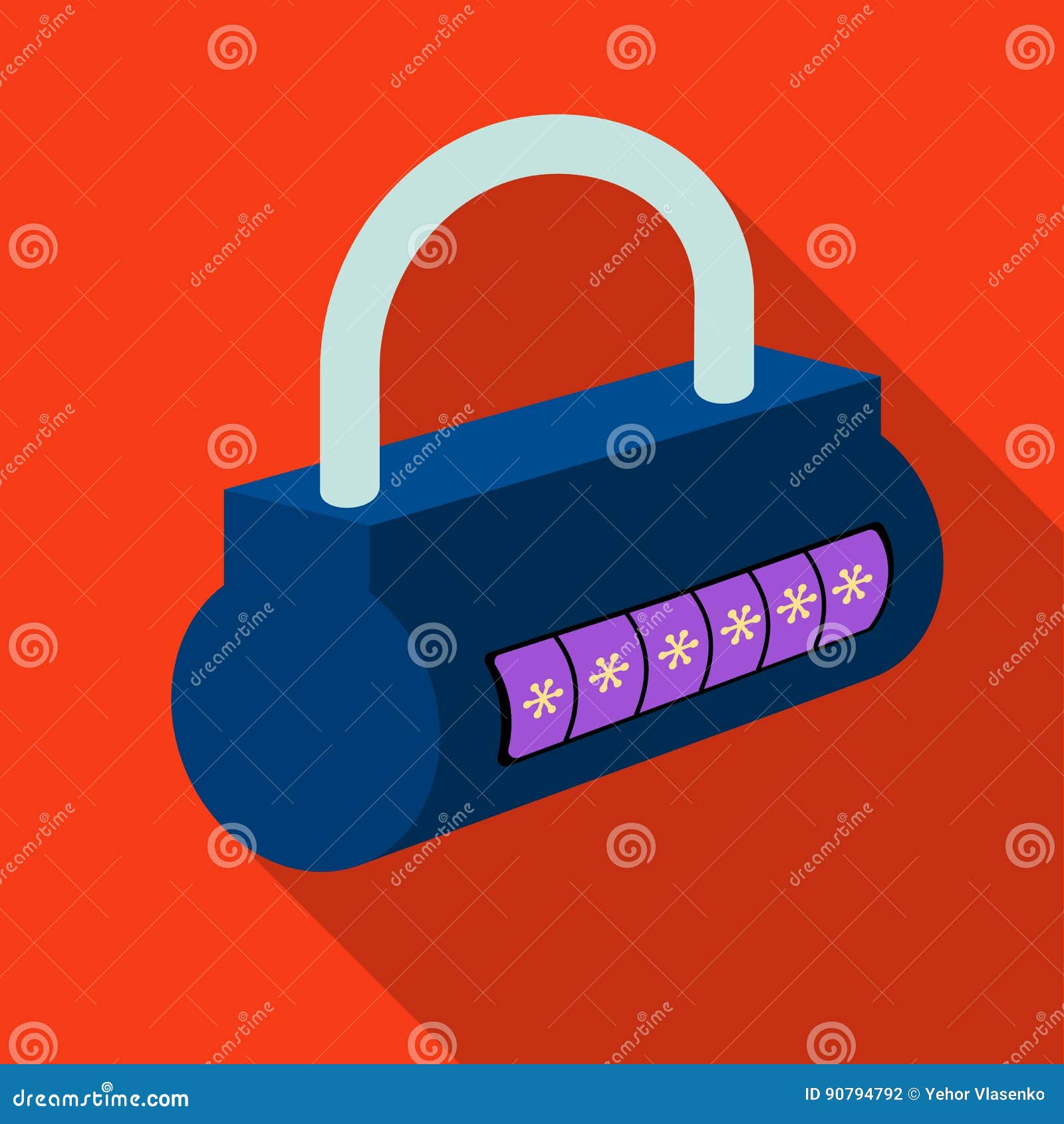 Computer Password Icon in Flat Style on White Background. Hackers and ...