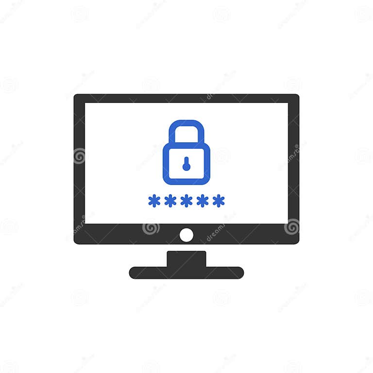 Computer Password Lock Icon Stock Vector - Illustration of button ...