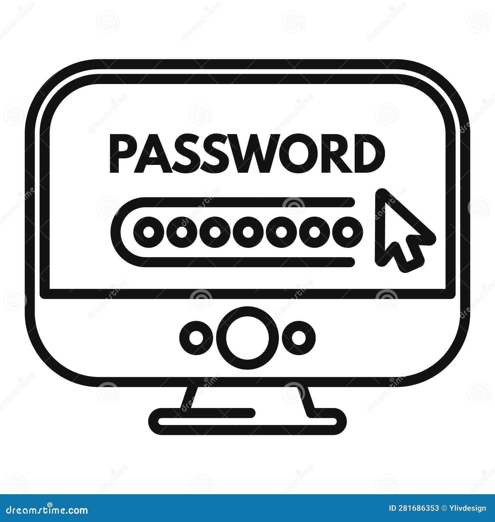 Computer Password Protection Icon Outline Vector. Personal Video Stock ...
