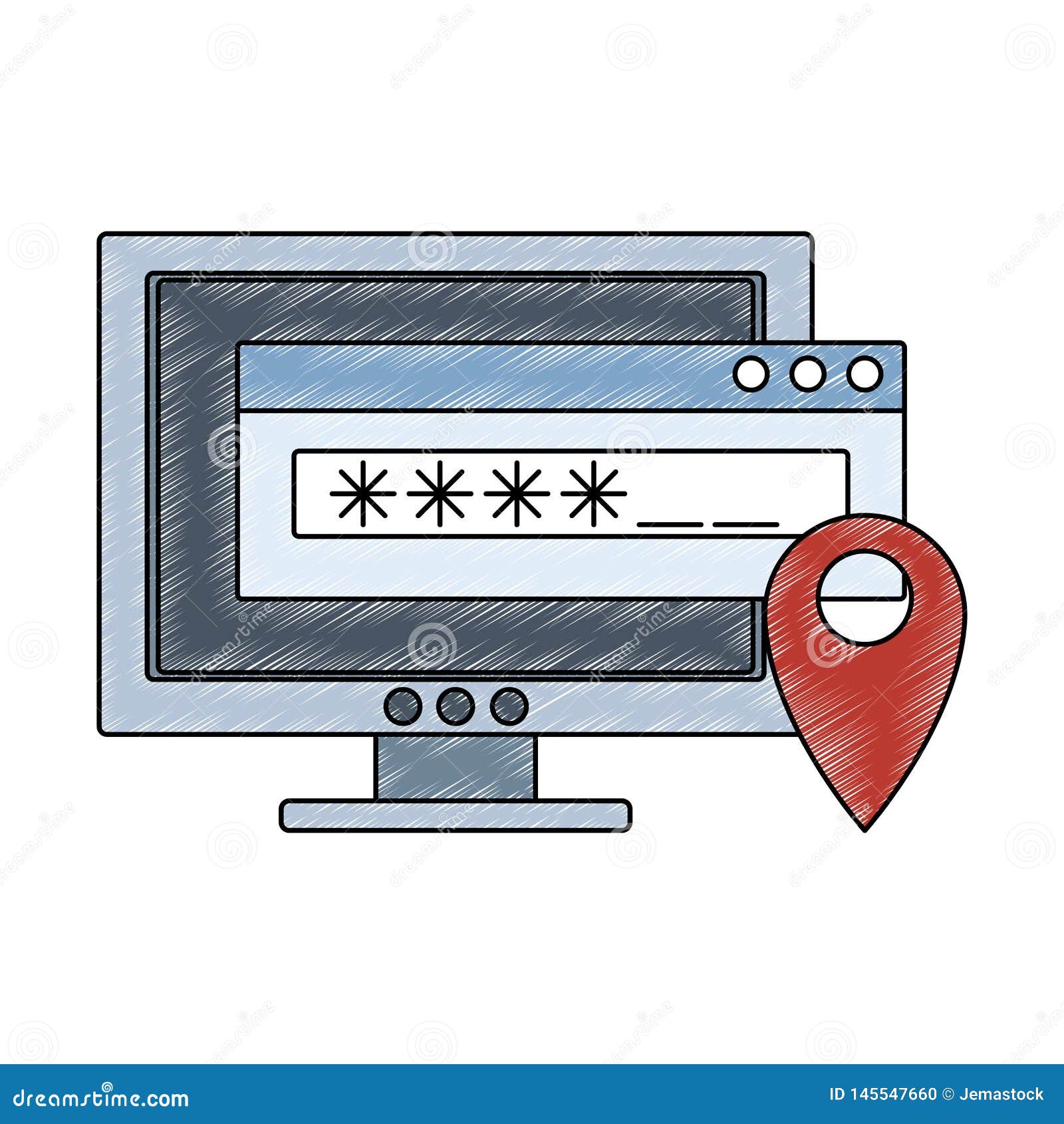 Computer with Password Scribble Stock Vector - Illustration of sign ...