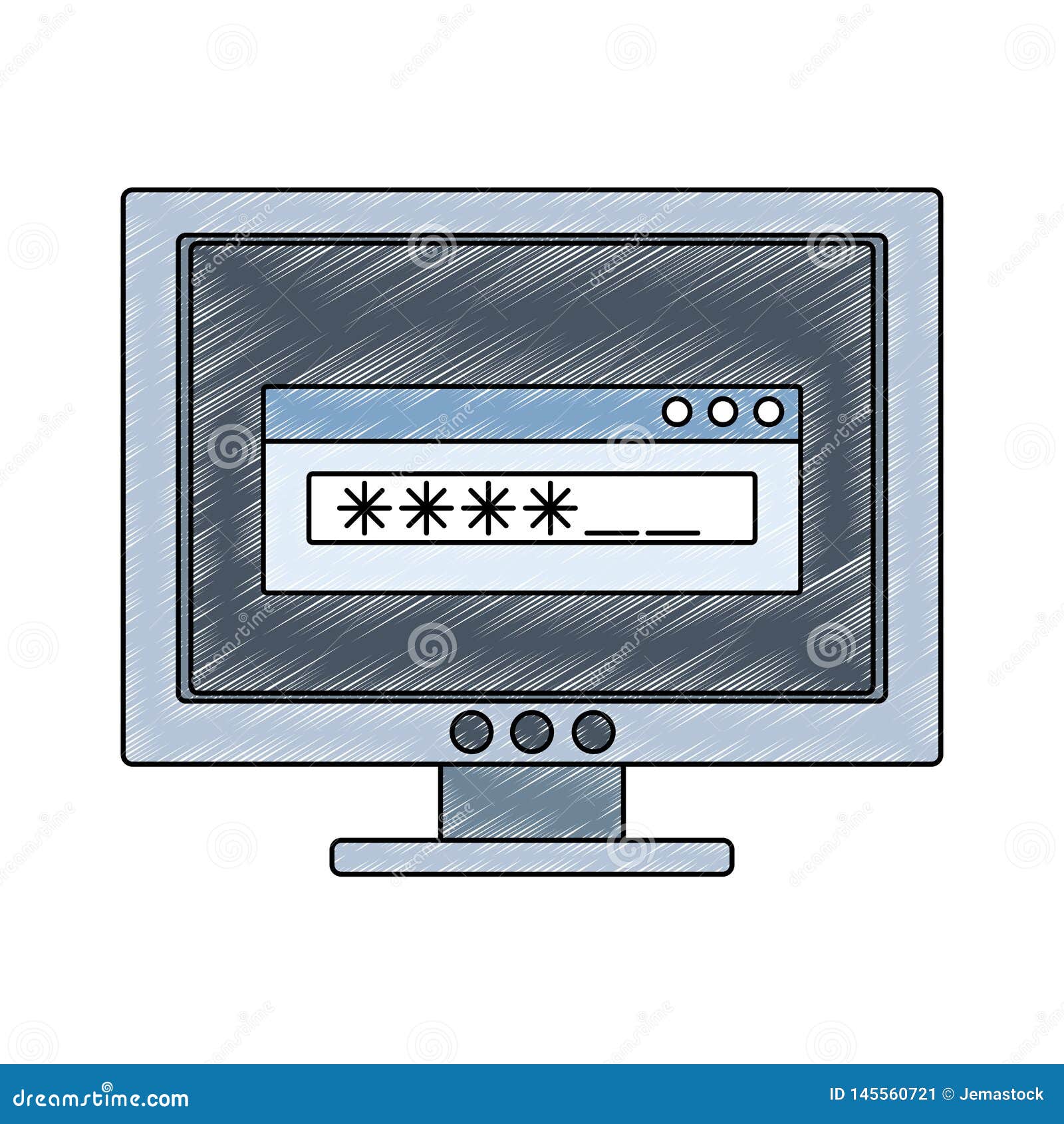 Computer with Password Scribble Stock Vector - Illustration of lock ...