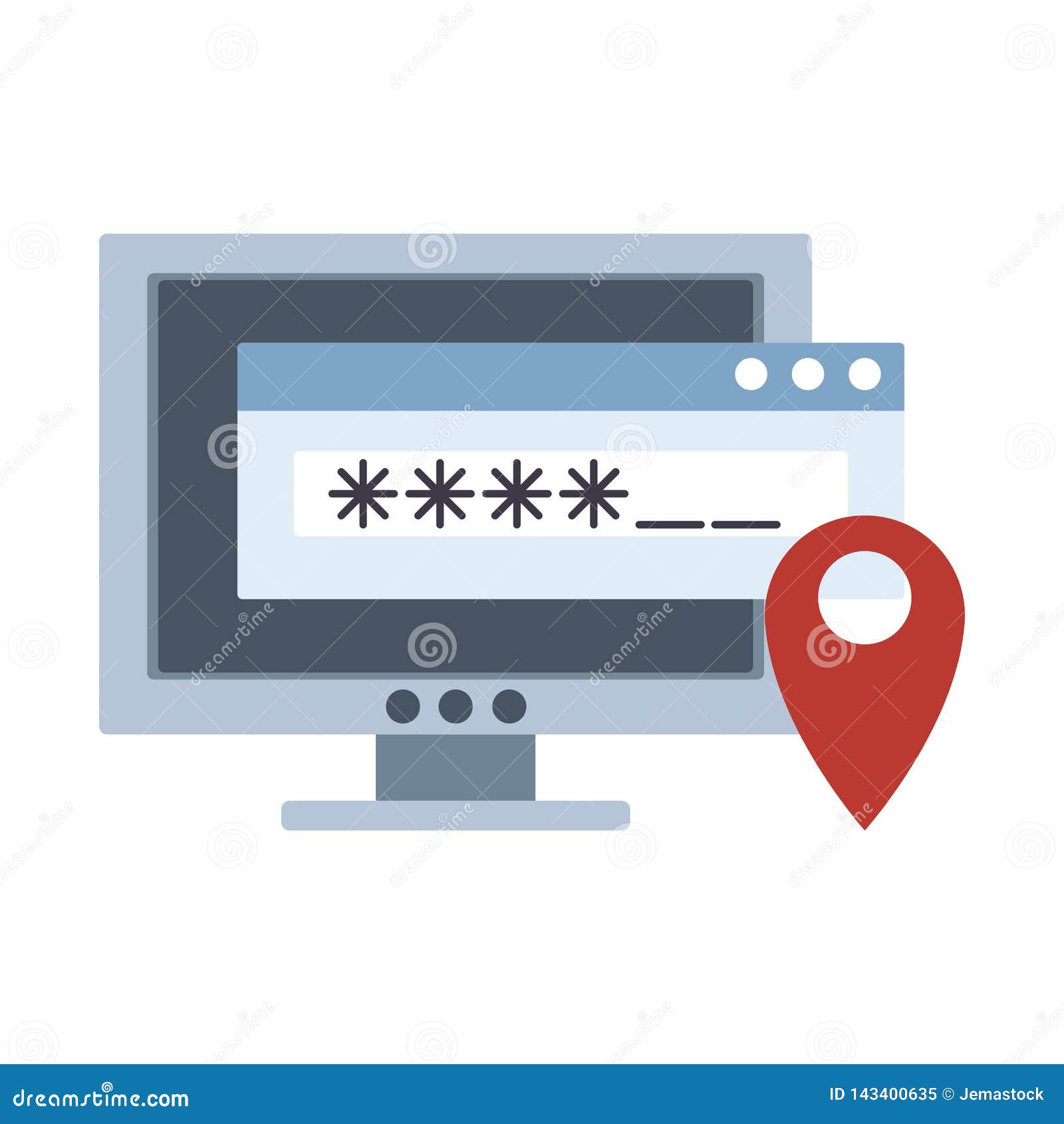 Computer with password stock vector. Illustration of cloud - 143400635