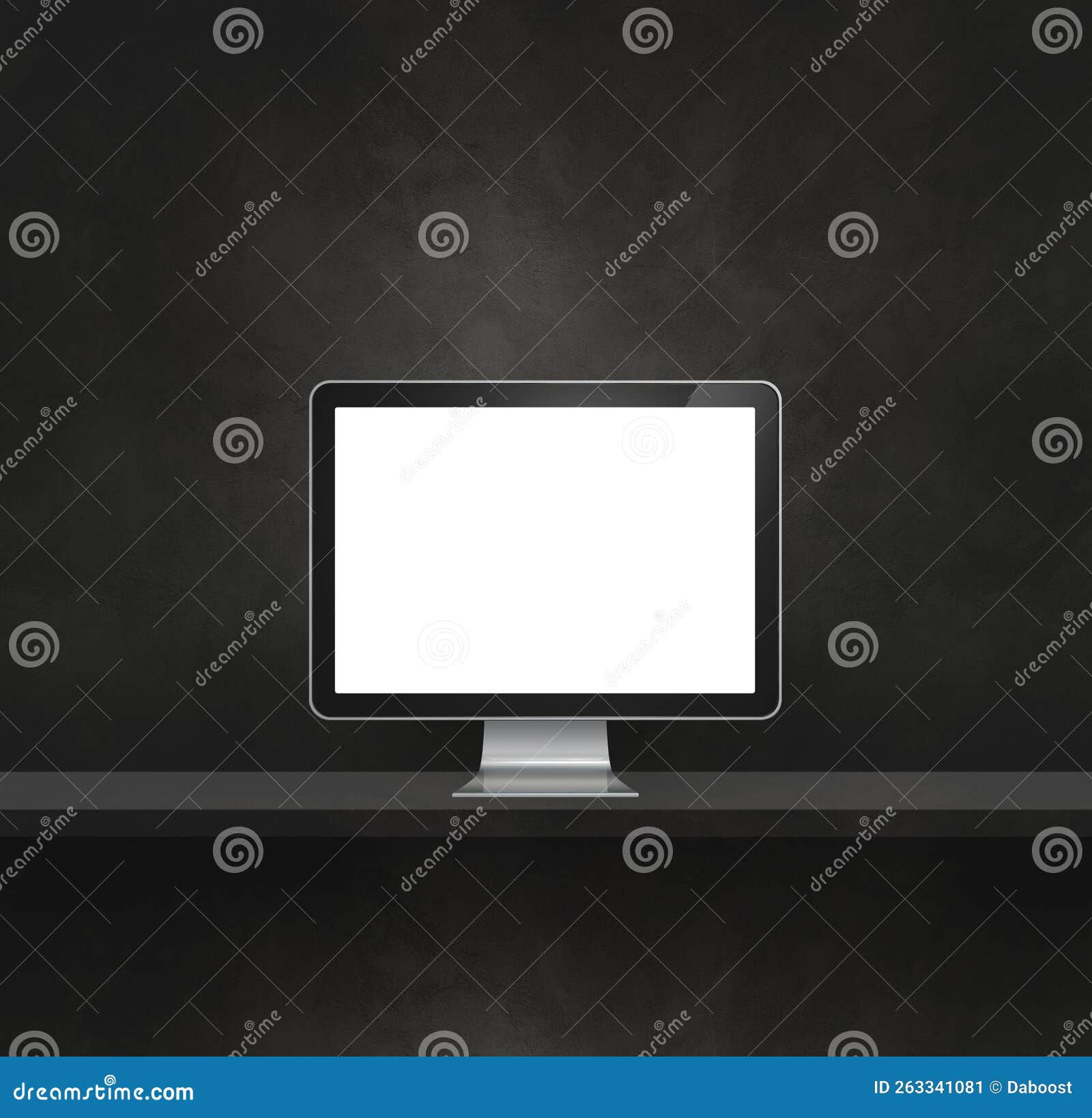 Computer Pc on Black Shelf Background Stock Illustration - Illustration ...