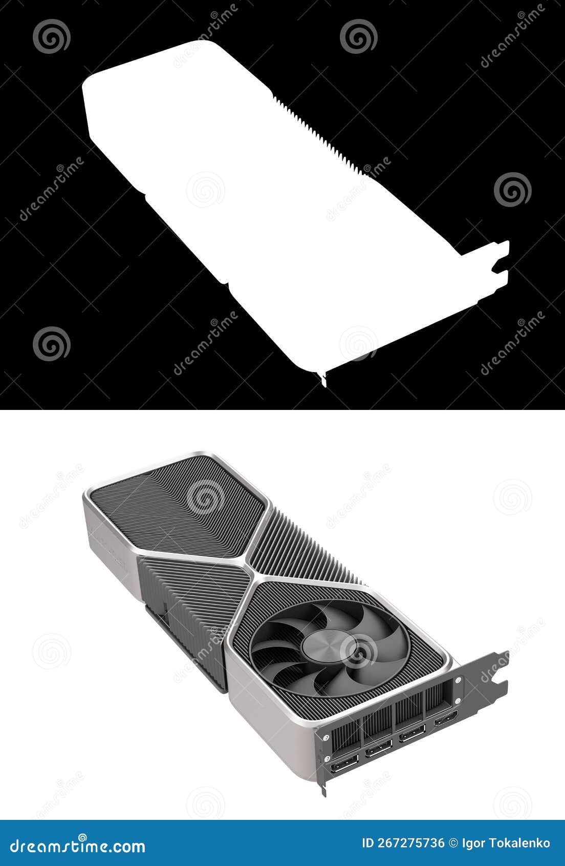 Computer PC Components Display Video Graphics Card 3d Render on White ...