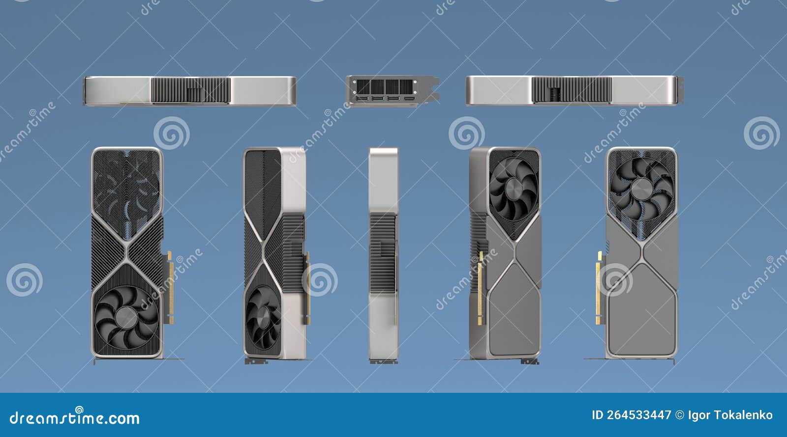 Computer PC Components Display Video Graphics Cards 3d Render On Blue ...