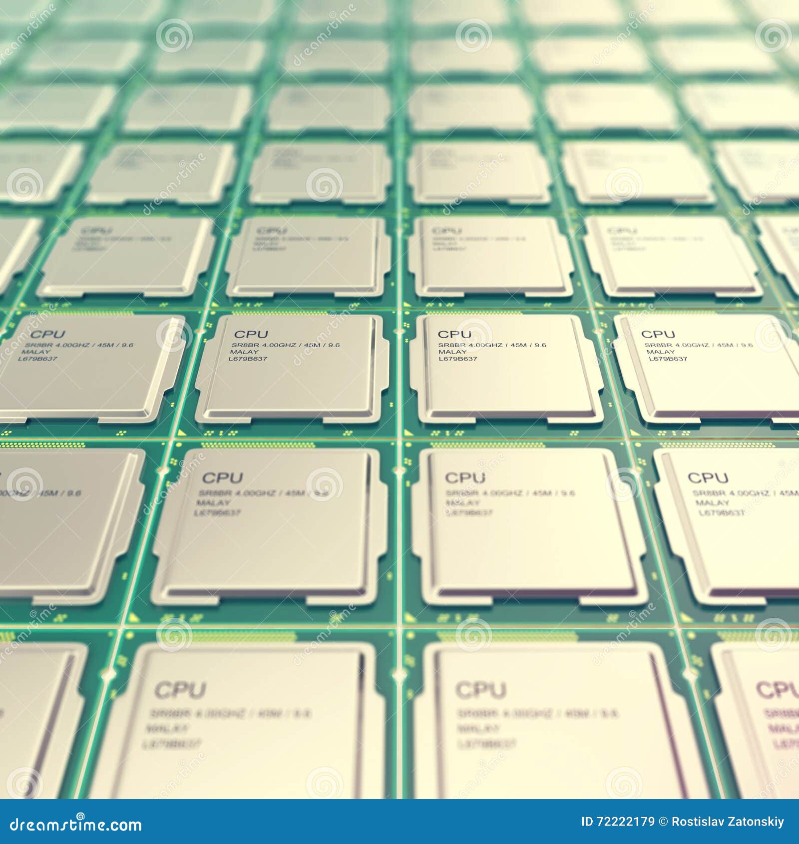 Computer PC CPU Chip Electronics Industry Concept, Close-up Viewmodern ...