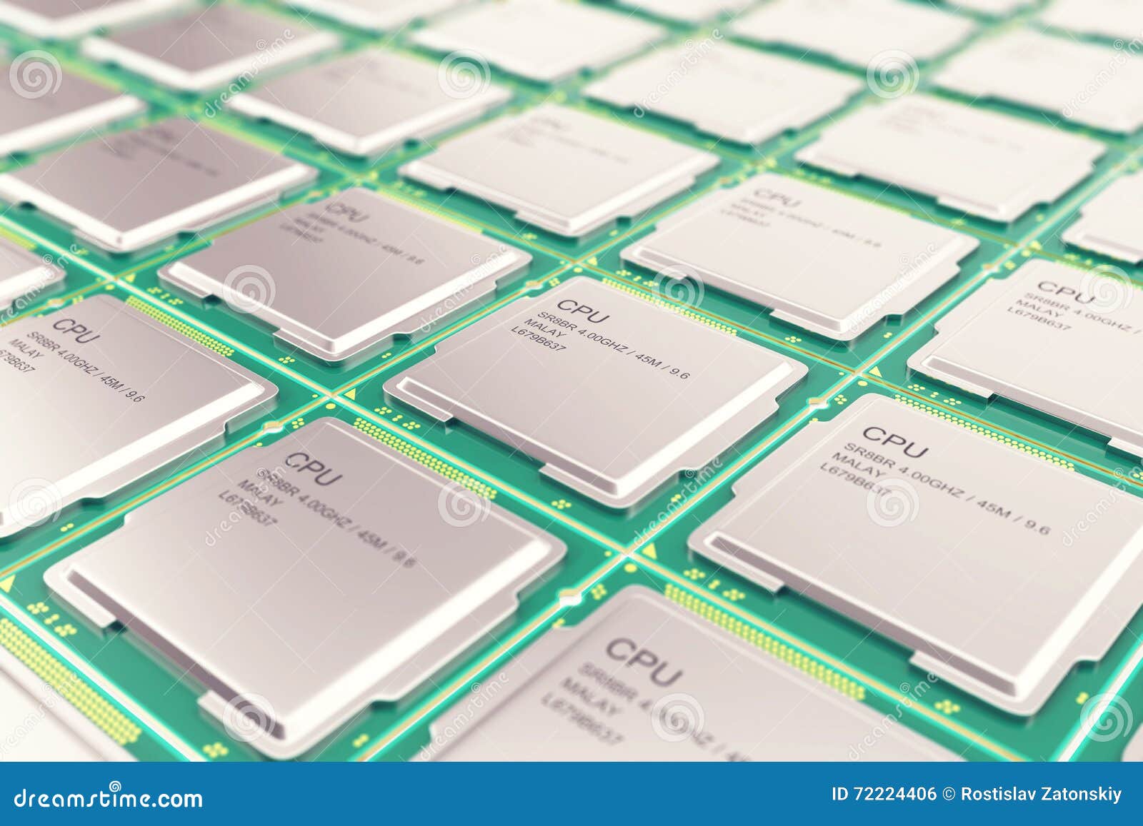 Computer PC CPU Chip Electronics Industry Concept, Close-up Viewmodern ...