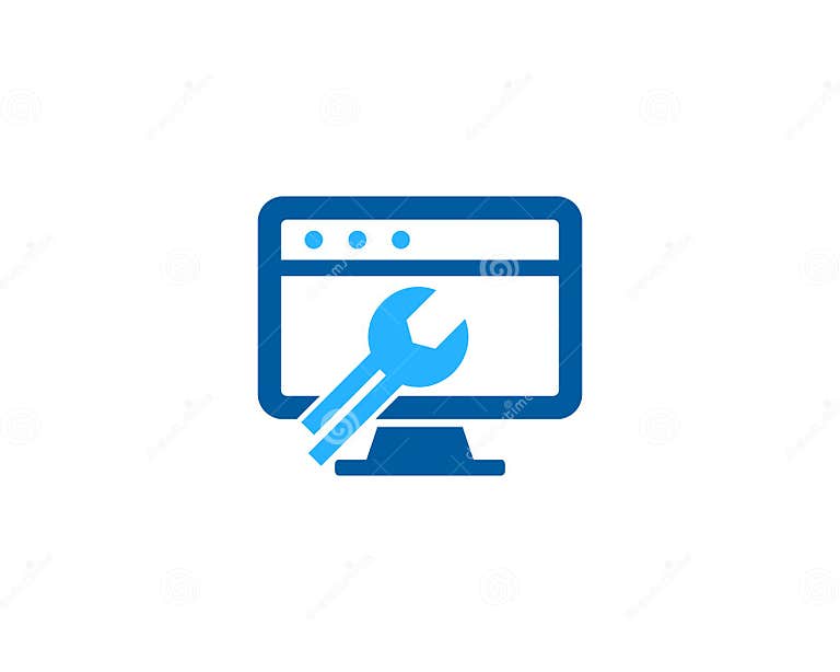 Computer PC Fix and Repair Icon Logo Design Element Stock Vector ...