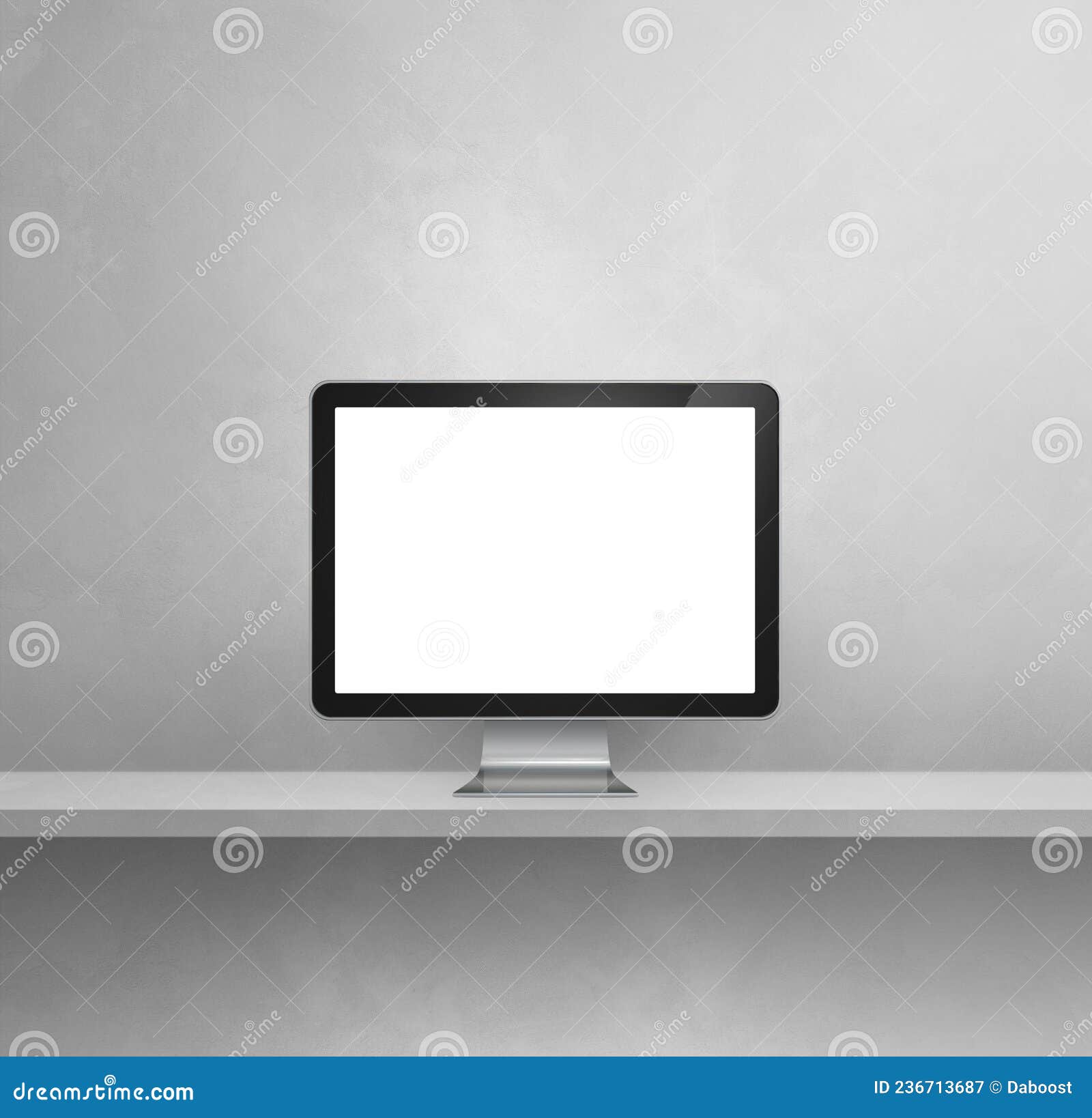 Computer Pc on Grey Shelf Background Stock Illustration - Illustration ...