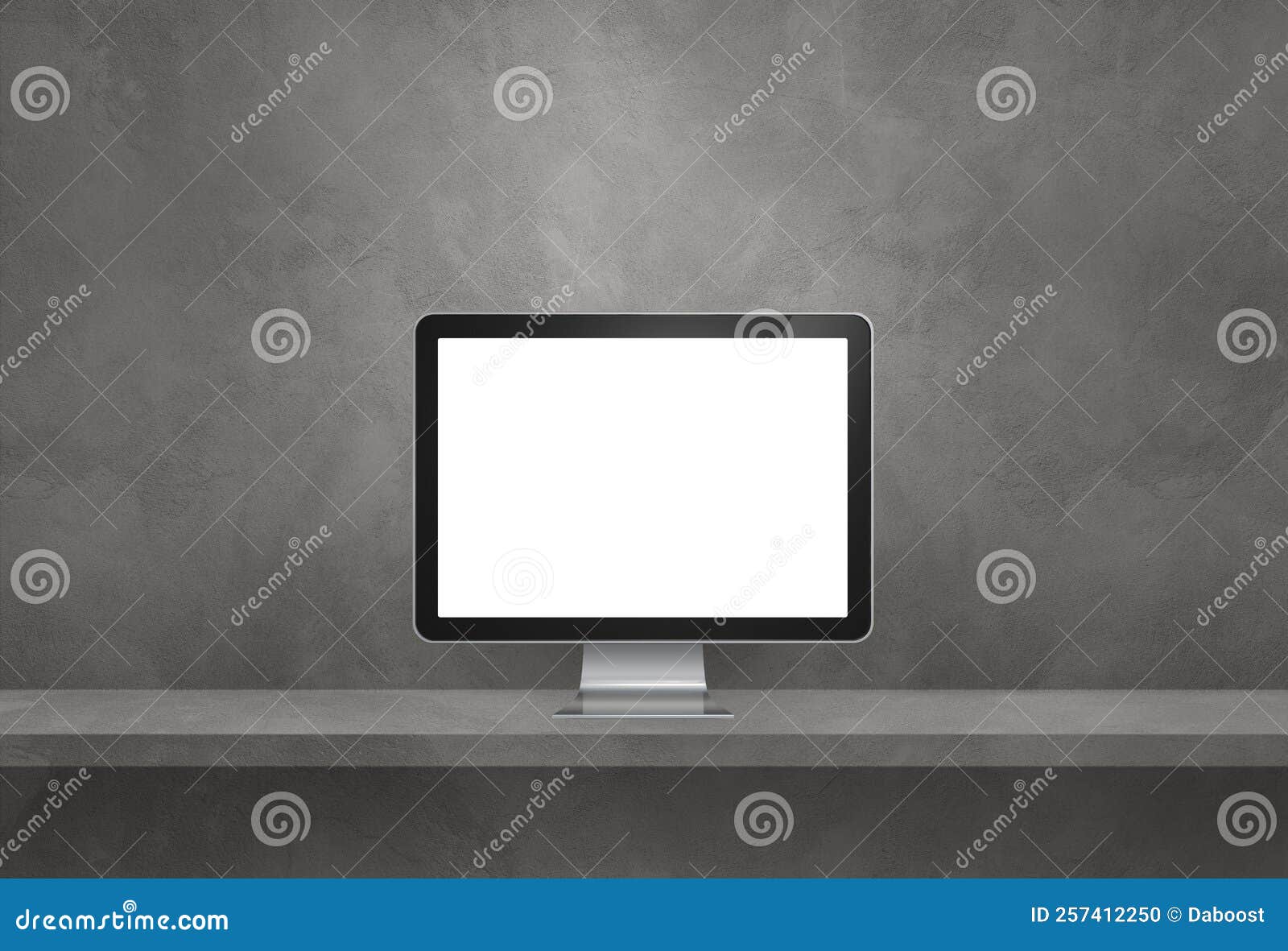 Computer Pc on Grey Shelf Banner Stock Illustration - Illustration of ...